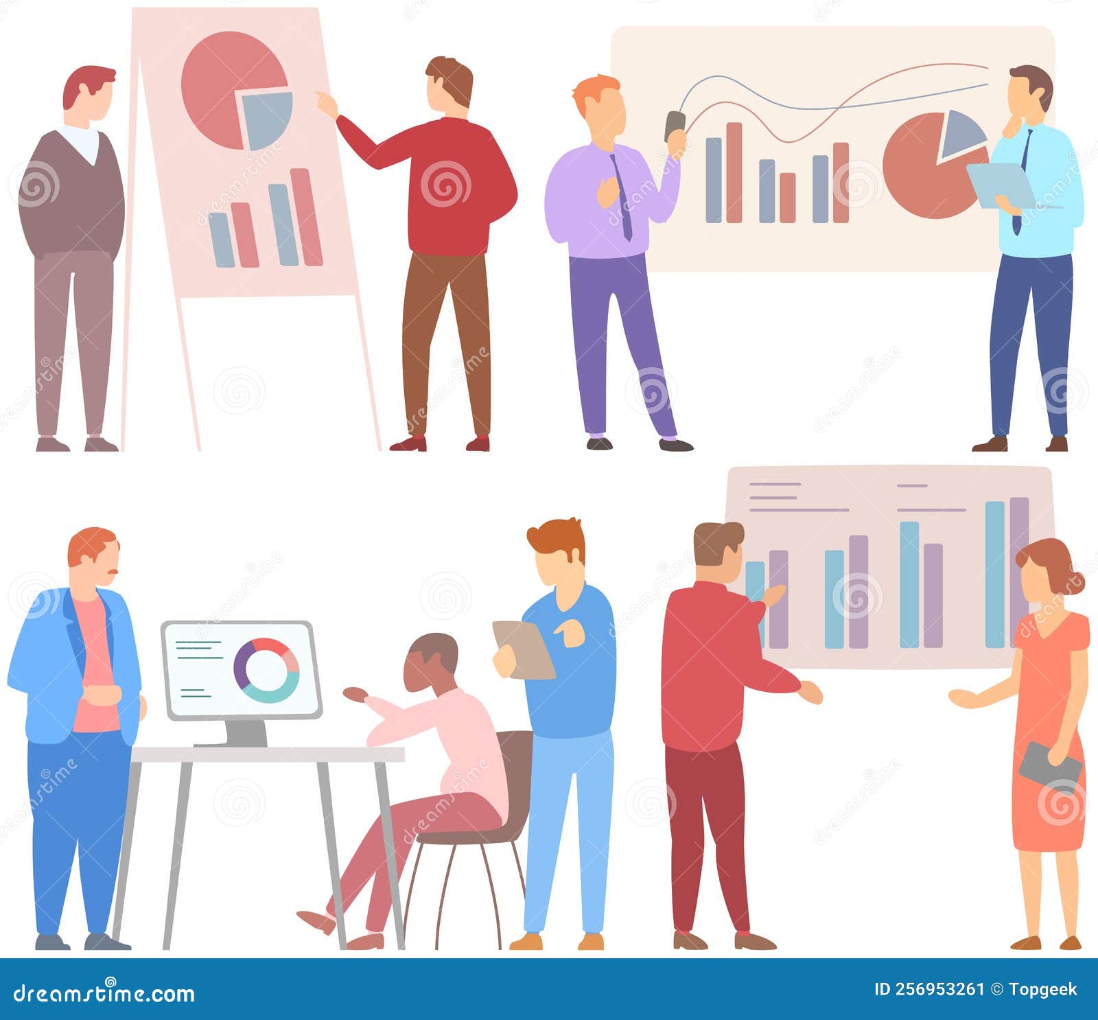 Manager Makes a Presentation of a Statistical Report. Analysis and ...
