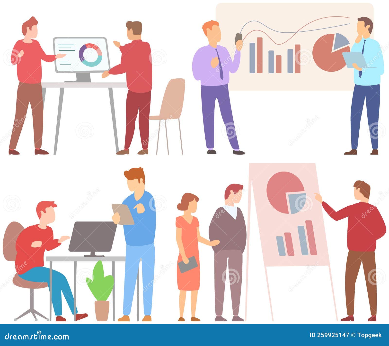 Manager Makes a Presentation of a Statistical Report. Analysis and ...