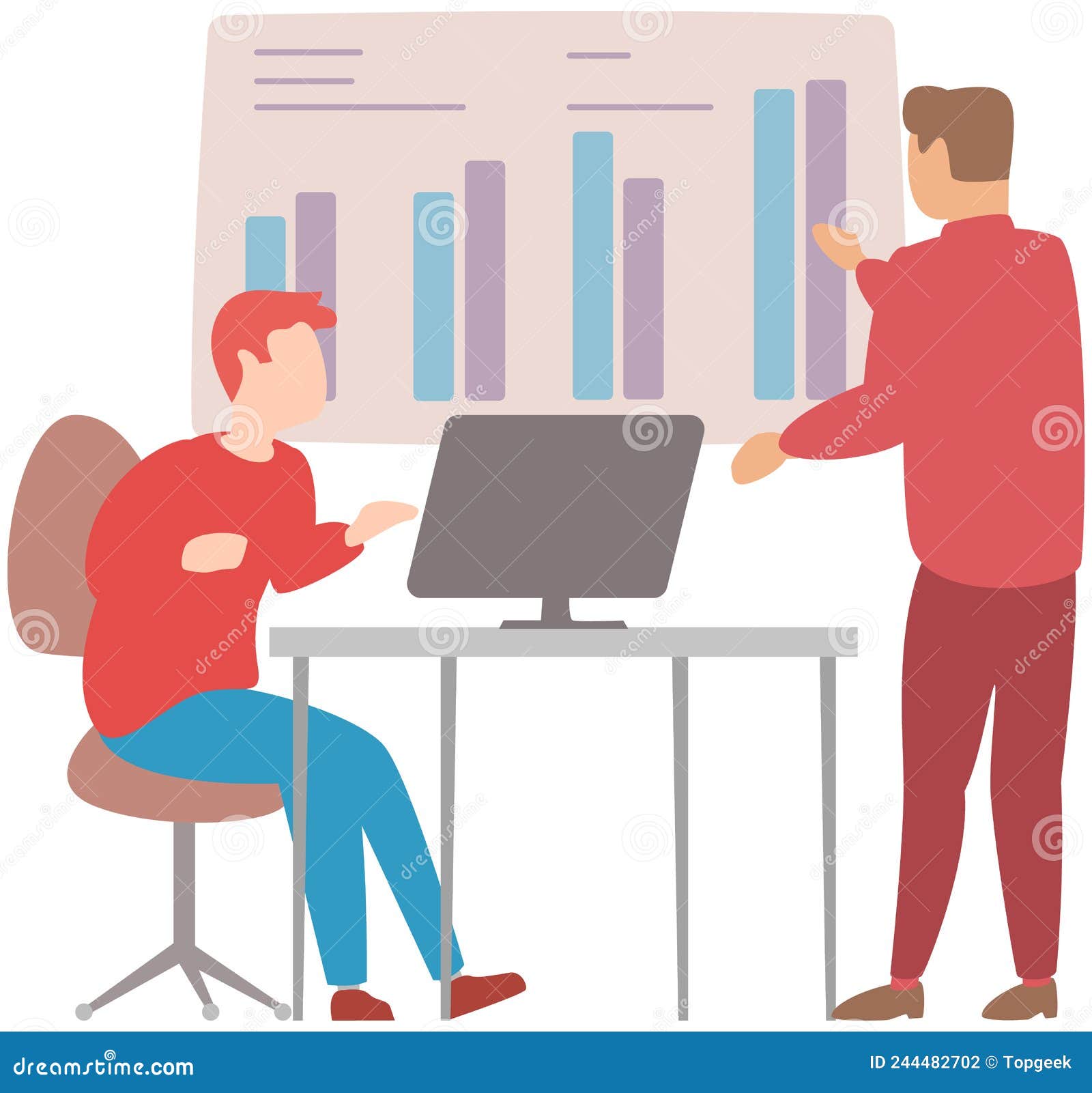 Manager Makes a Presentation of a Statistical Report. Analysis and ...