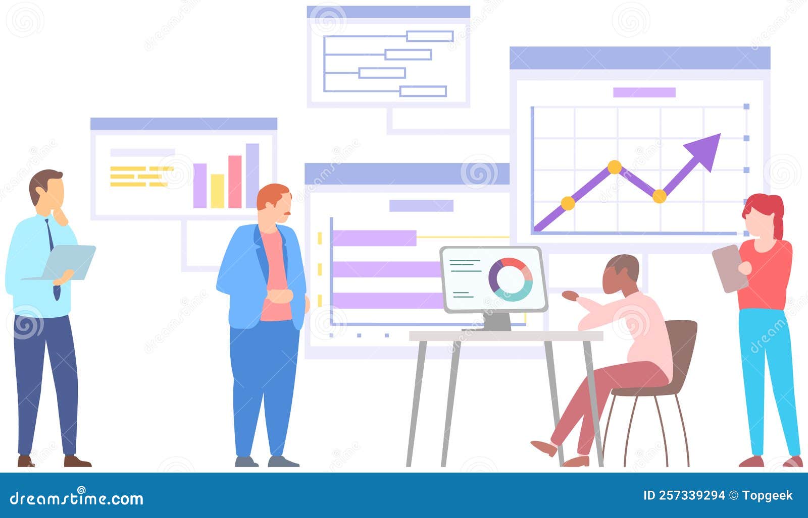 Manager Makes a Presentation of a Statistical Report. Analysis and ...