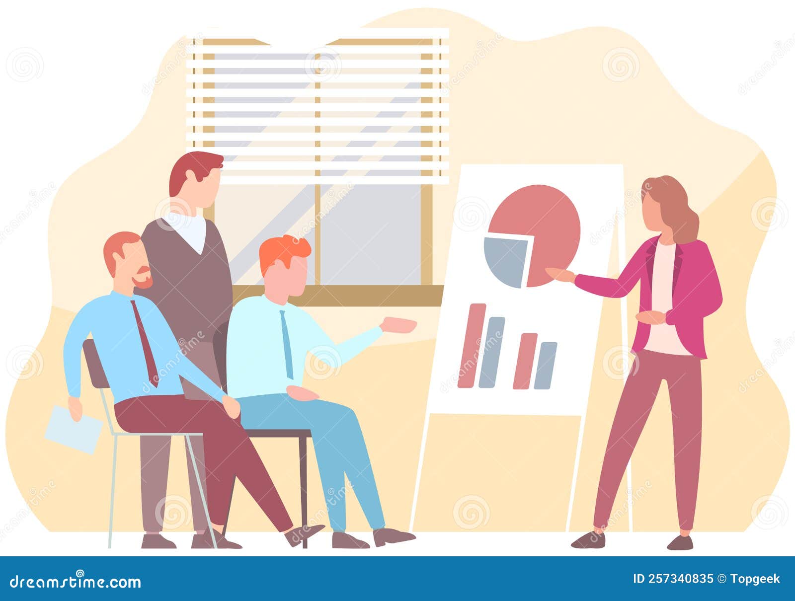 Manager Makes a Presentation of a Statistical Report. Analysis and ...