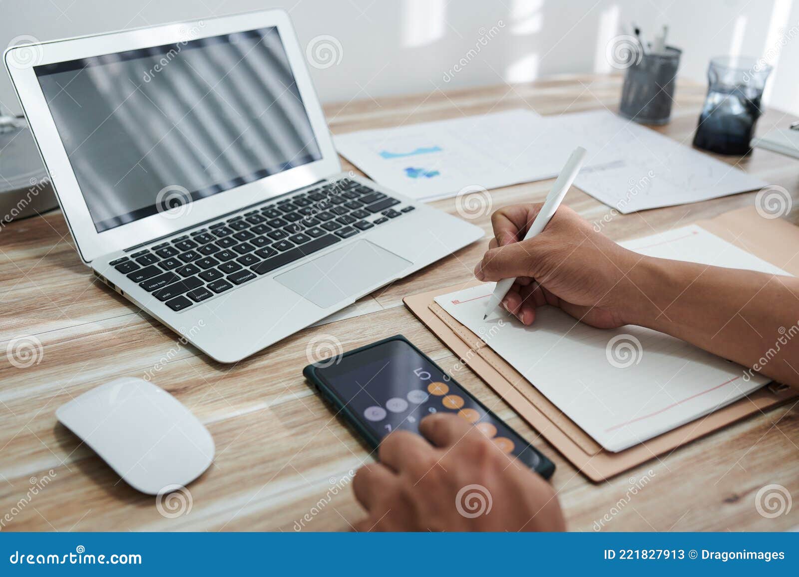 Manager Making Calculations on Smartphone Stock Image - Image of ...