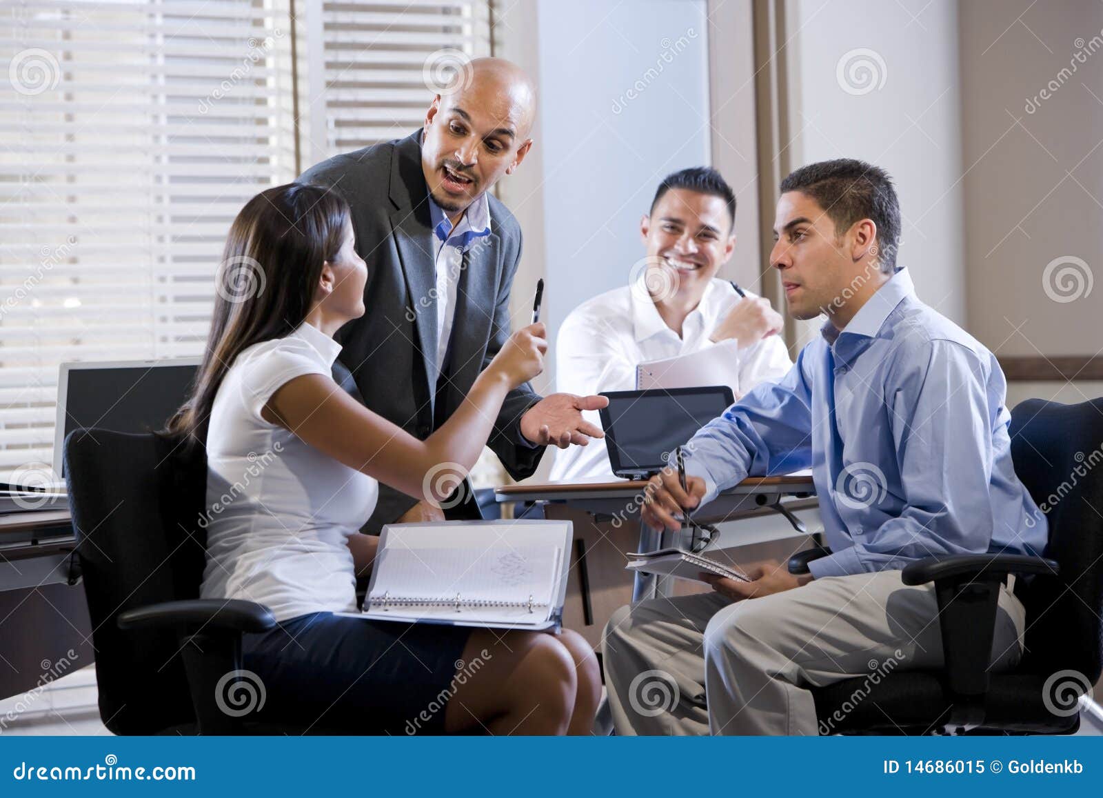 Manager Meeting with Office Workers, Directing Stock Image - Image of ...