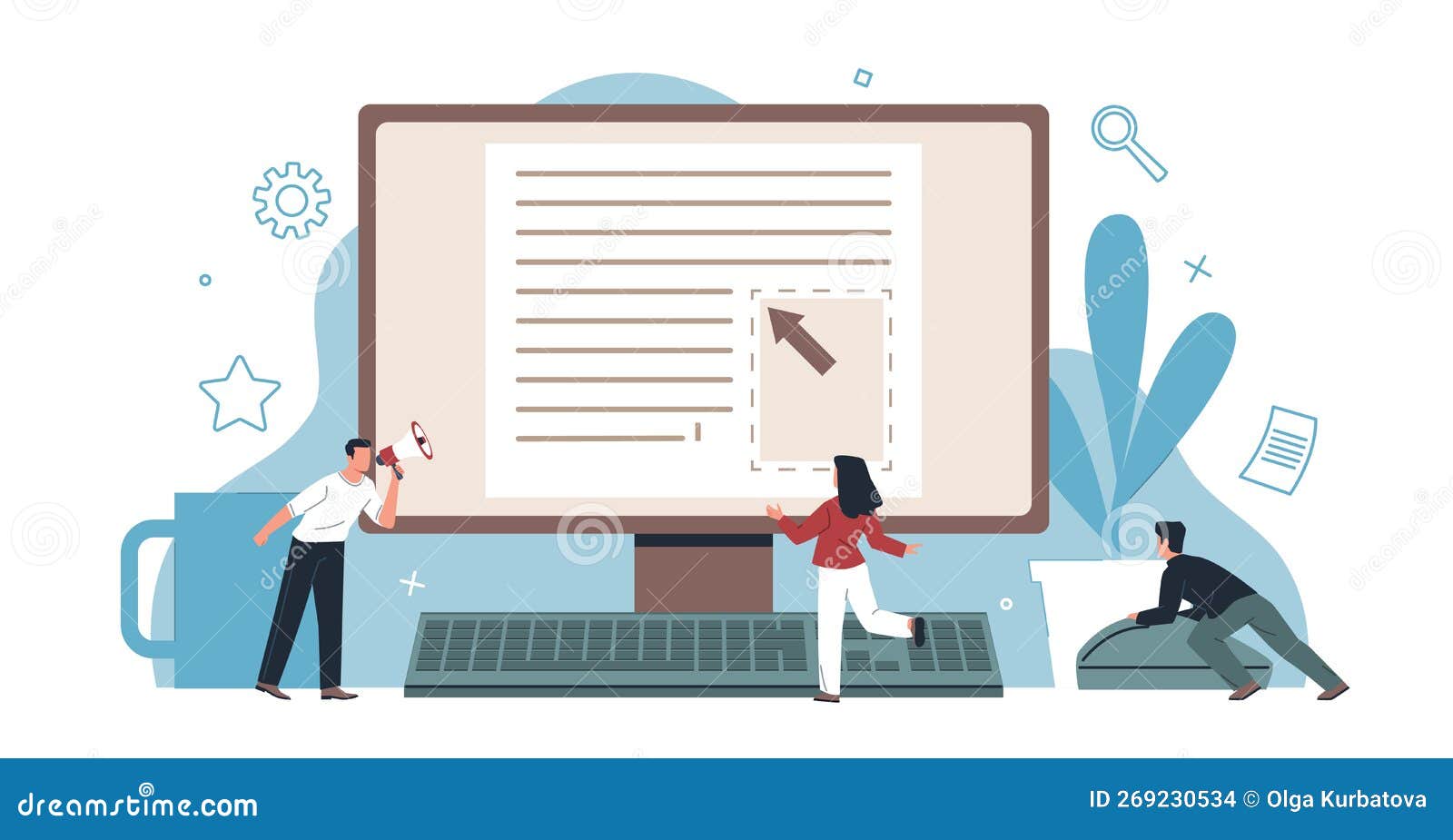 Manager with Megaphone Hurries Employees. Angry Boss is Pushing Workers ...