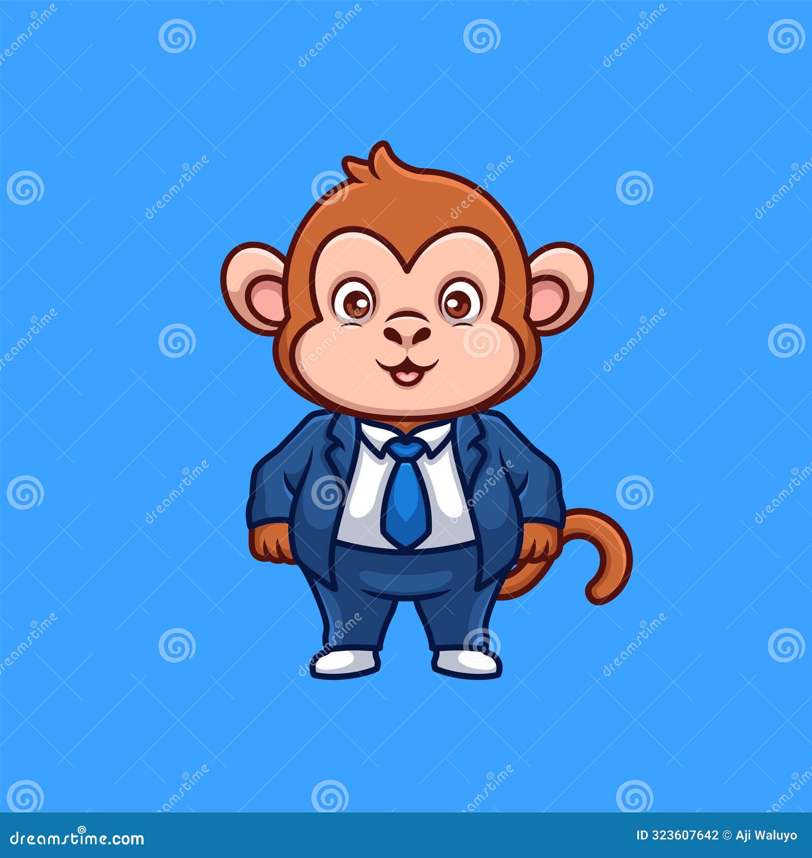 Manager Monkey Cute Cartoon Stock Illustration - Illustration of ...