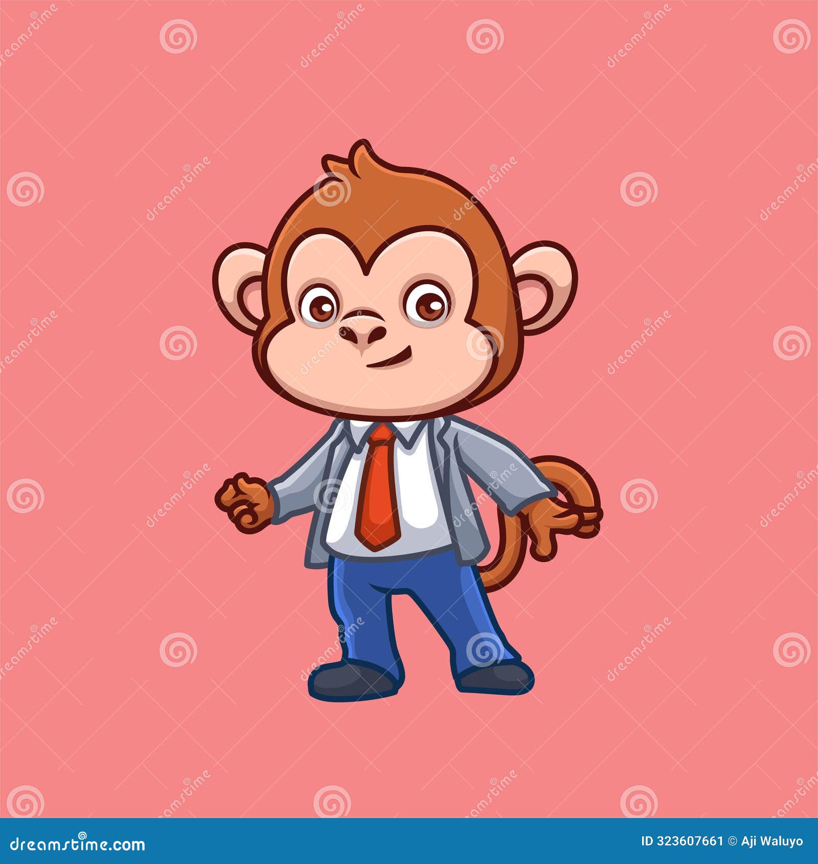 Manager Monkey Cute Cartoon Stock Illustration - Illustration of ...