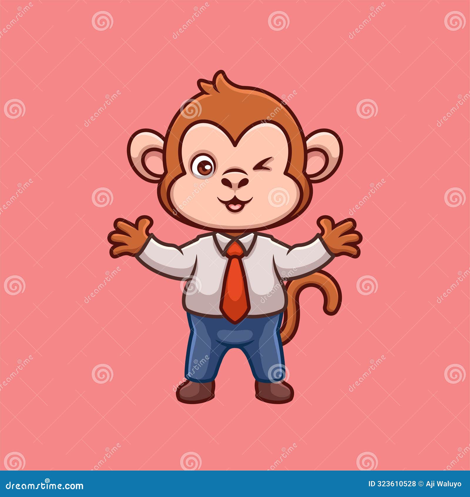 Manager Monkey Cute Cartoon Stock Illustration - Illustration of formal ...