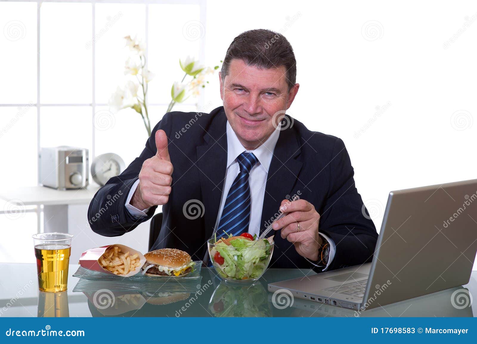Manager at Office Eat Green Salad Stock Image - Image of adult, manager ...