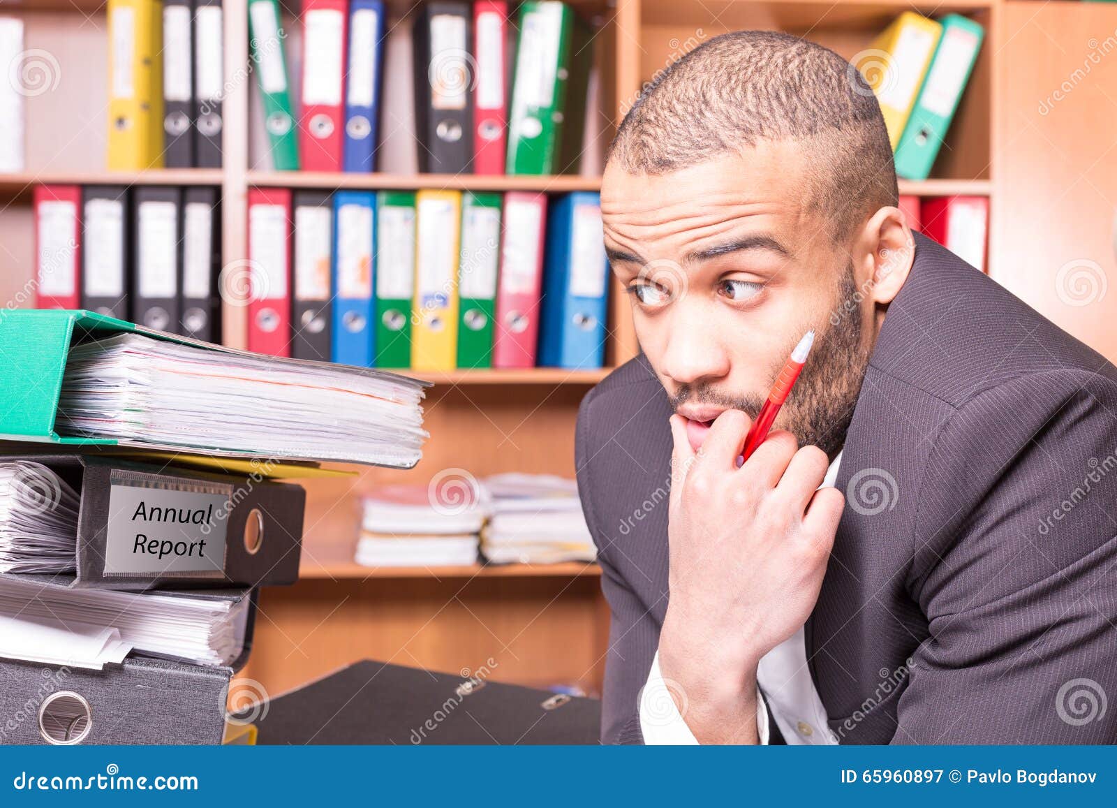 Manager in Office Fear To Get Additional Work Stock Image - Image of ...