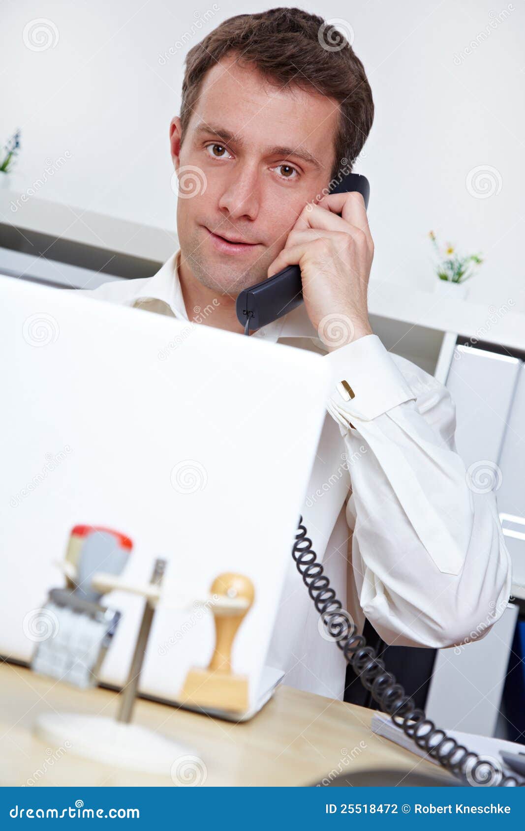 Manager in Office Making Call Stock Photo - Image of happy, office ...