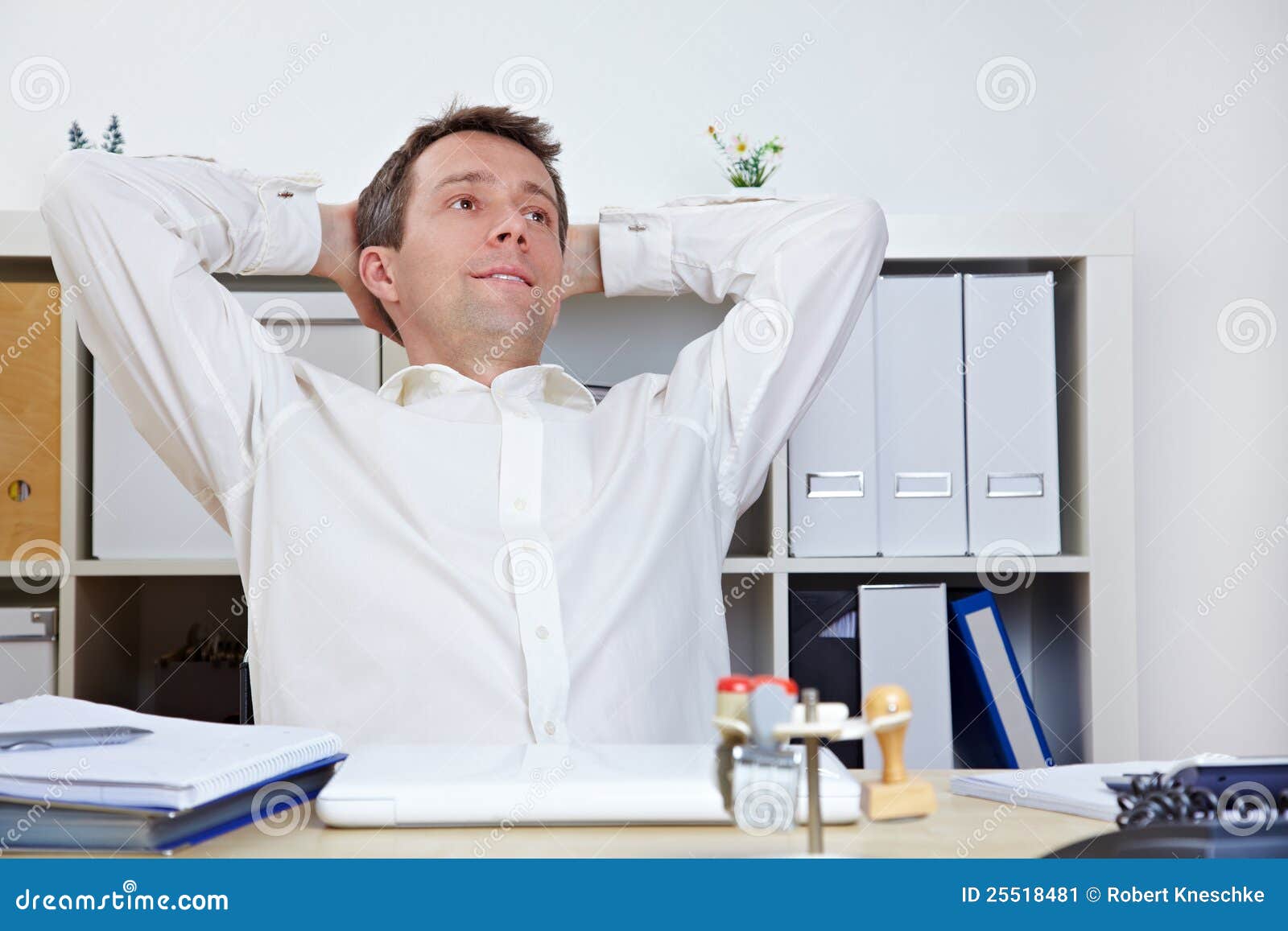 Manager in office relaxing stock image. Image of lean - 25518481