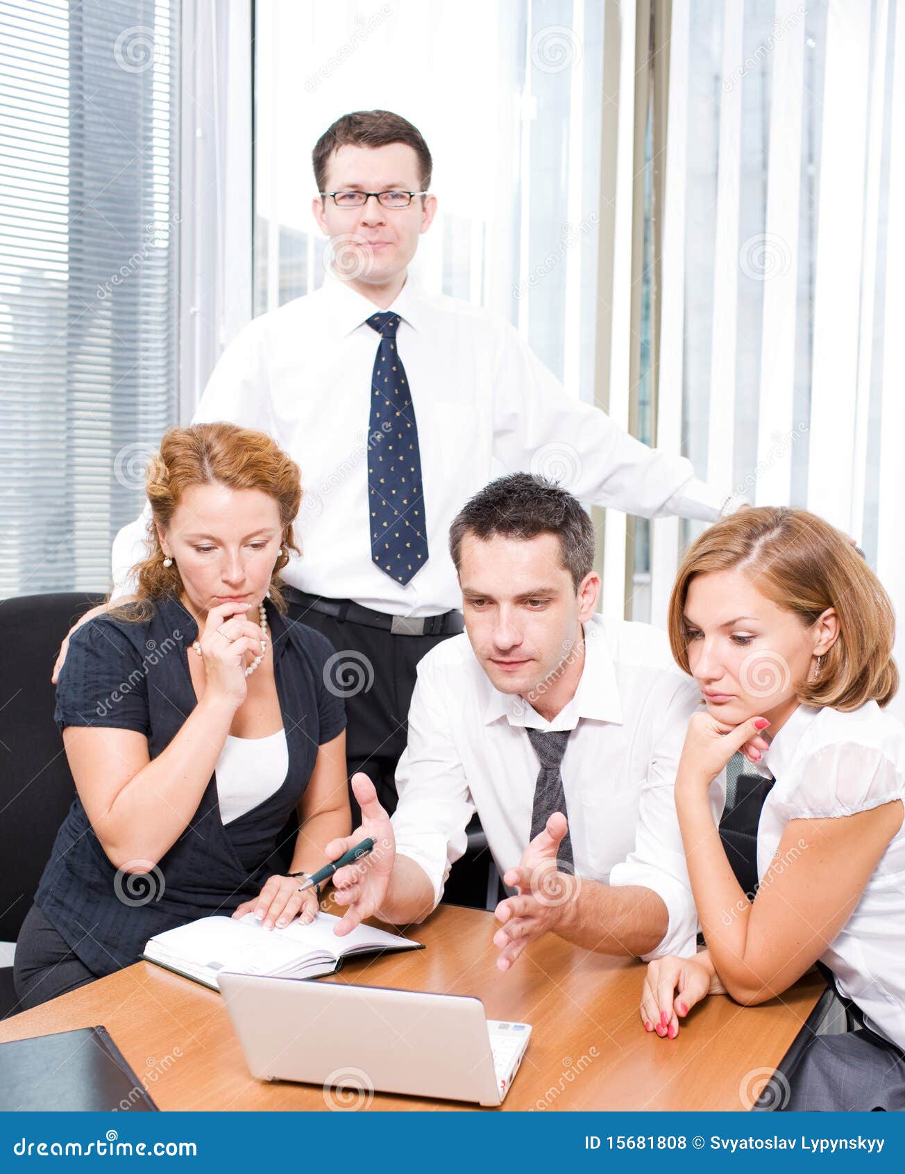Manager with Office Workers in Board Room Stock Photo - Image of card ...