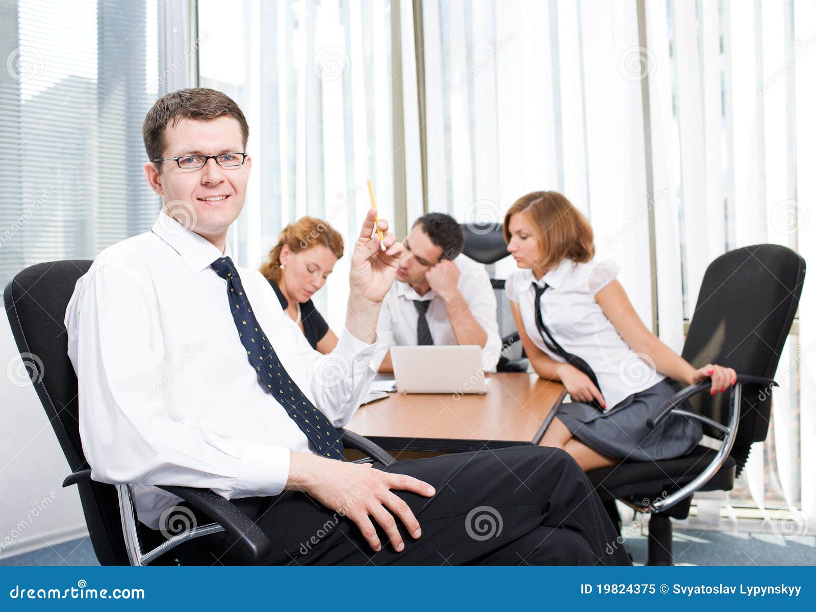 Manager with Office Workers in Board Room Stock Image - Image of ...