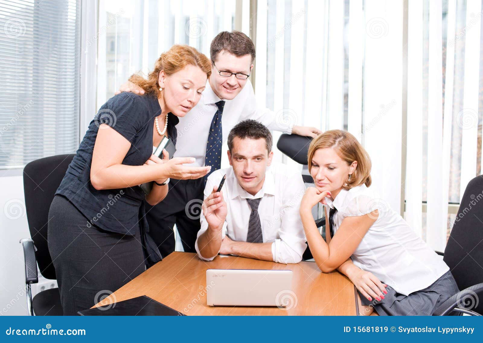 Manager with Office Workers on Meeting Stock Image - Image of ...