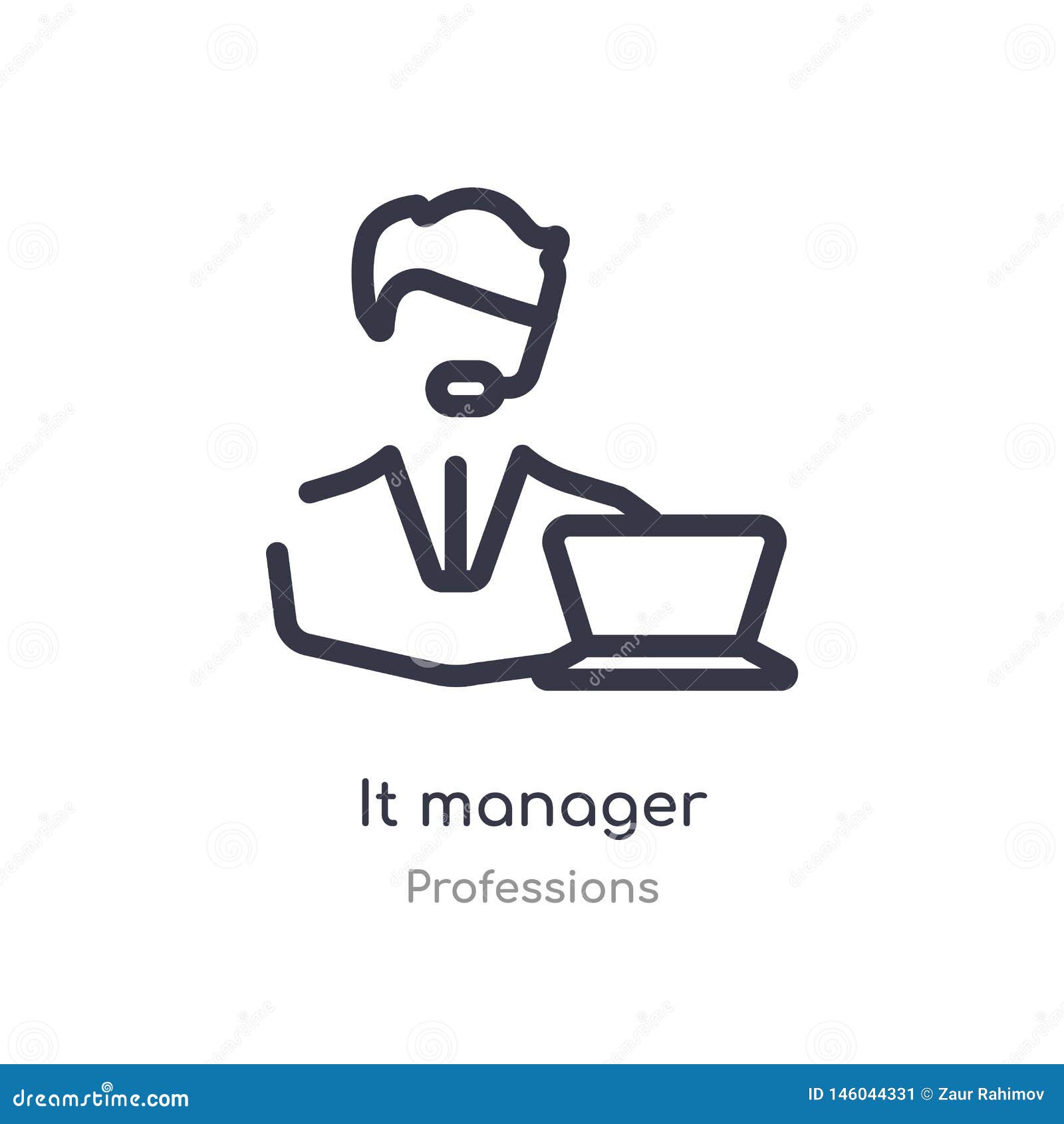 It Manager Outline Icon. Isolated Line Vector Illustration from ...