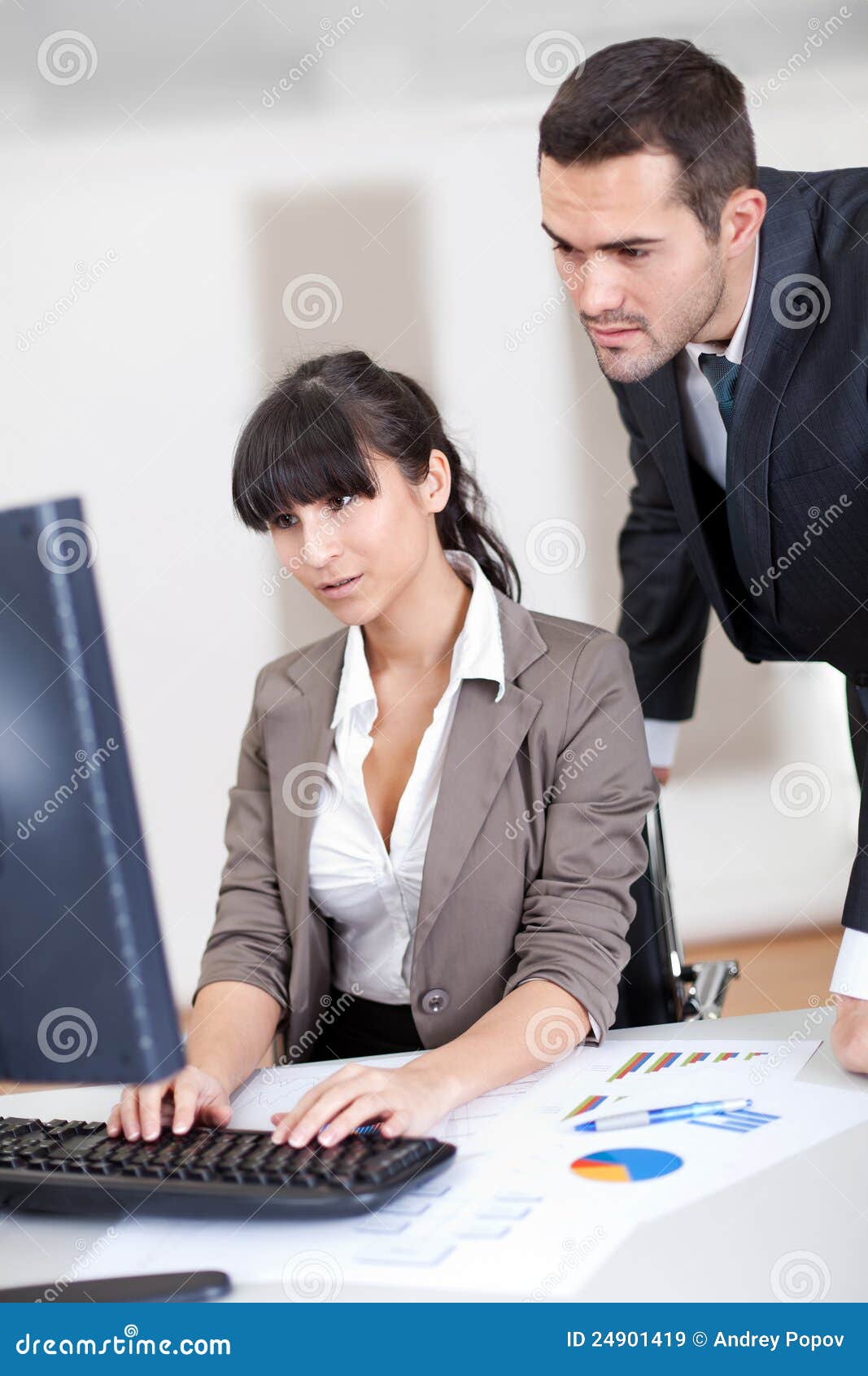 Manager Overseeing Business Woman Stock Image - Image of caucasian ...