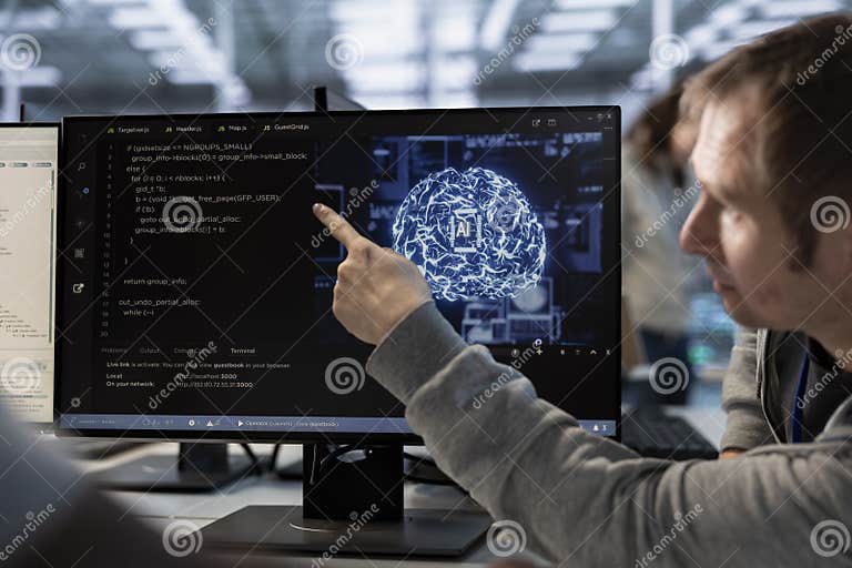 Supervisor Checking Progress Done by Worker in Server Hub Using AI Stock Photo - Image of ...