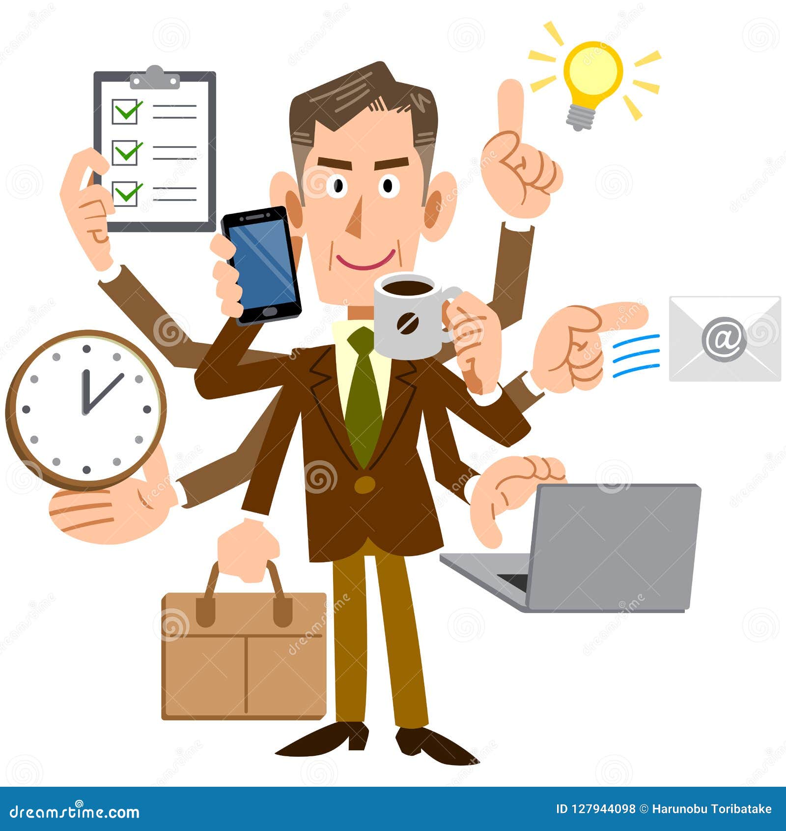 A Manager Performs Multitasking Stock Vector - Illustration of male ...