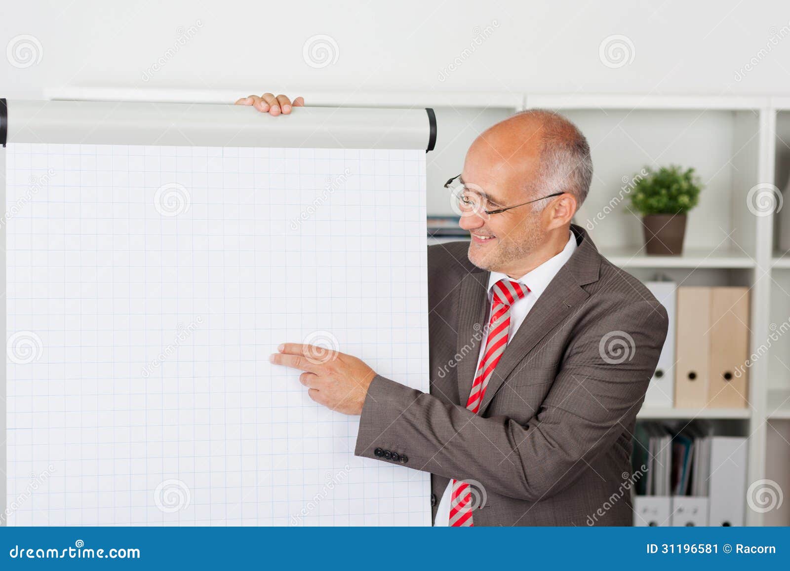 Manager Pointing on Flipchart Stock Image - Image of glasses ...