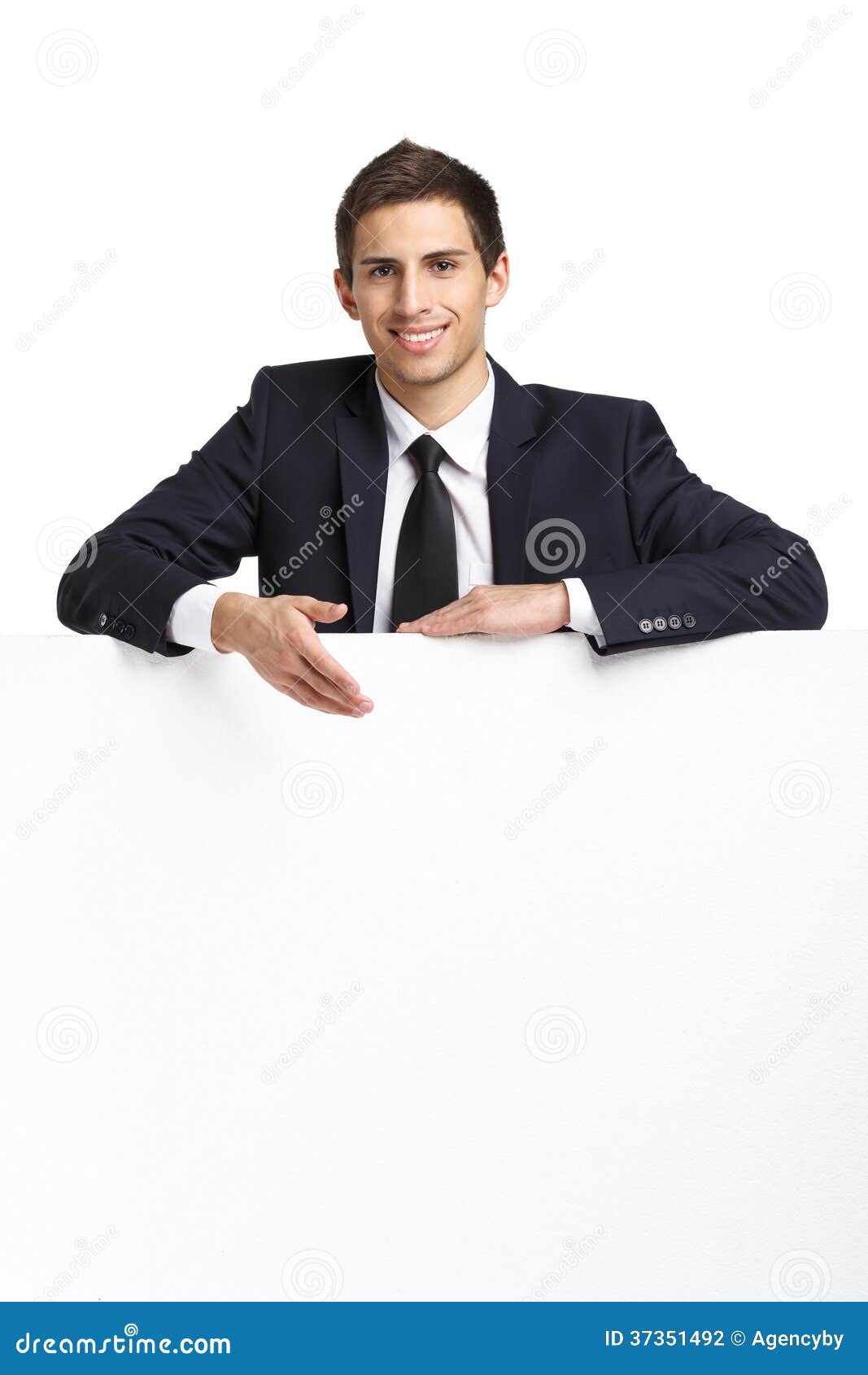 Manager Pointing Hand Gestures at Copyspace Stock Photo - Image of ...
