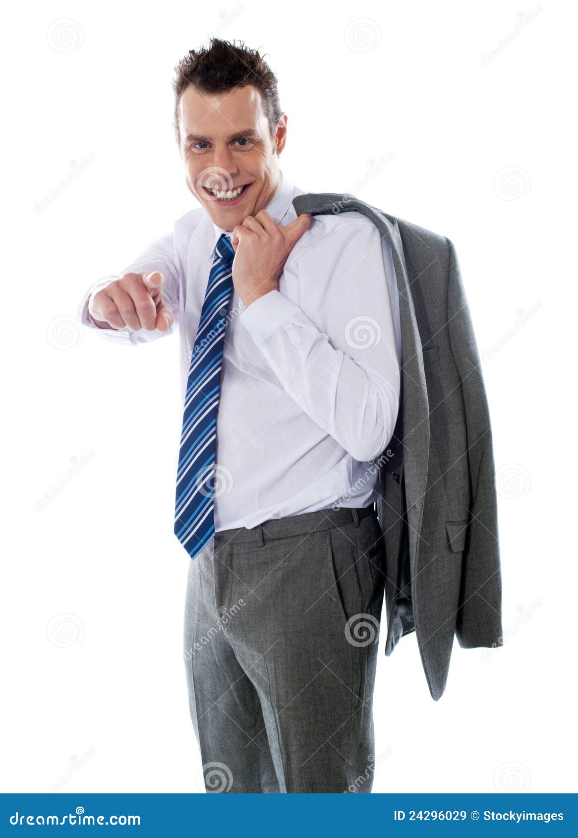 Manager Pointing at You. Coat on His Shoulders Stock Image - Image of ...