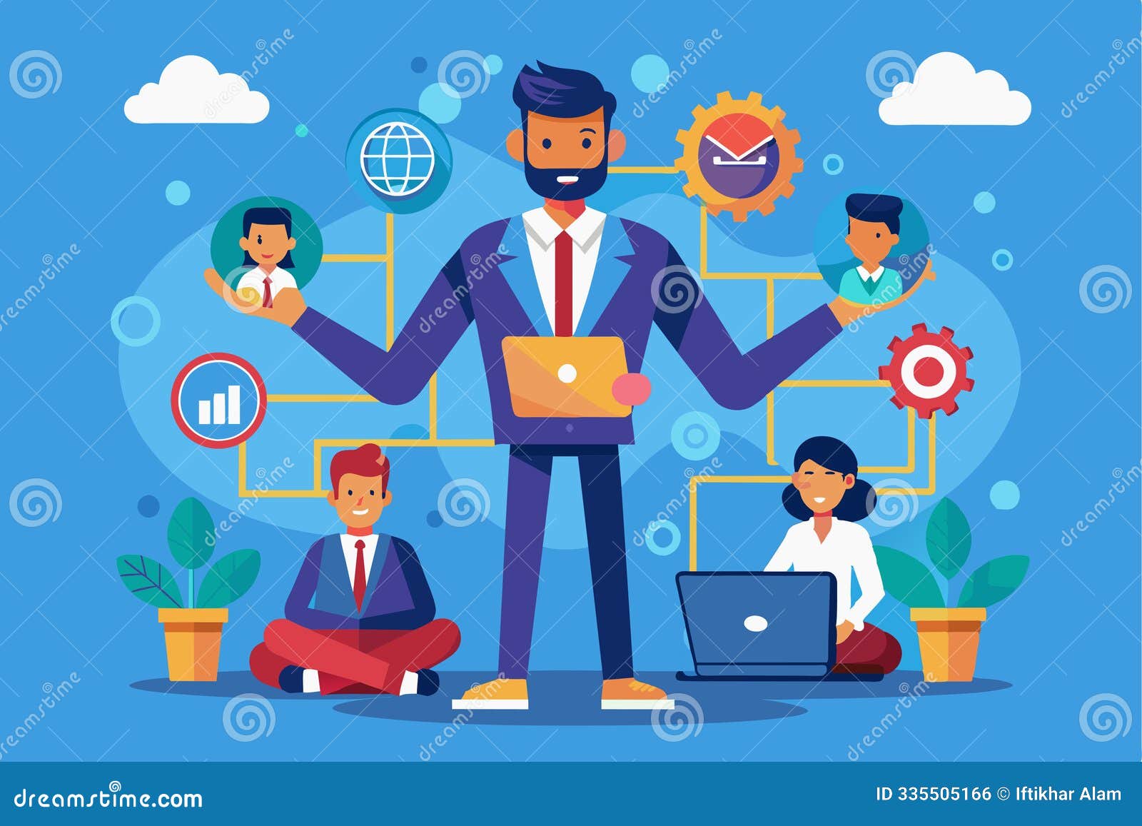 A Manager is Providing Work Direction while Team Members Engage in ...