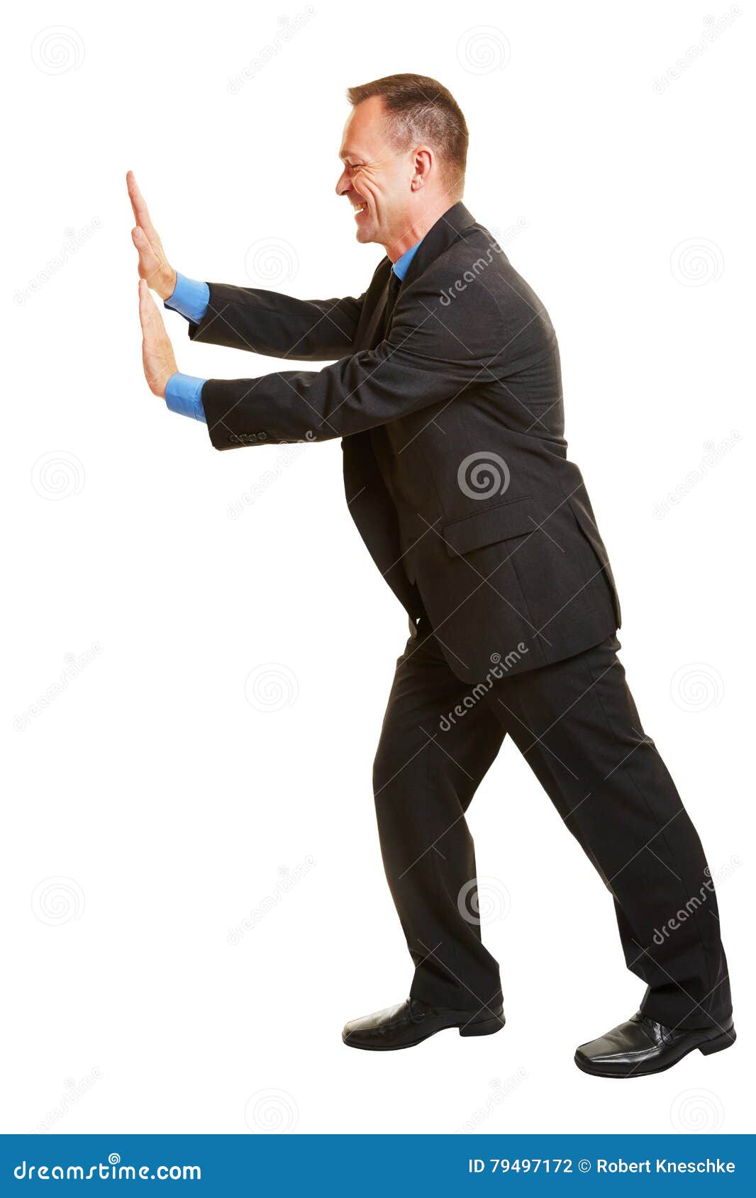 Manager Pushing Imaginary Wall To the Side Stock Photo - Image of ...