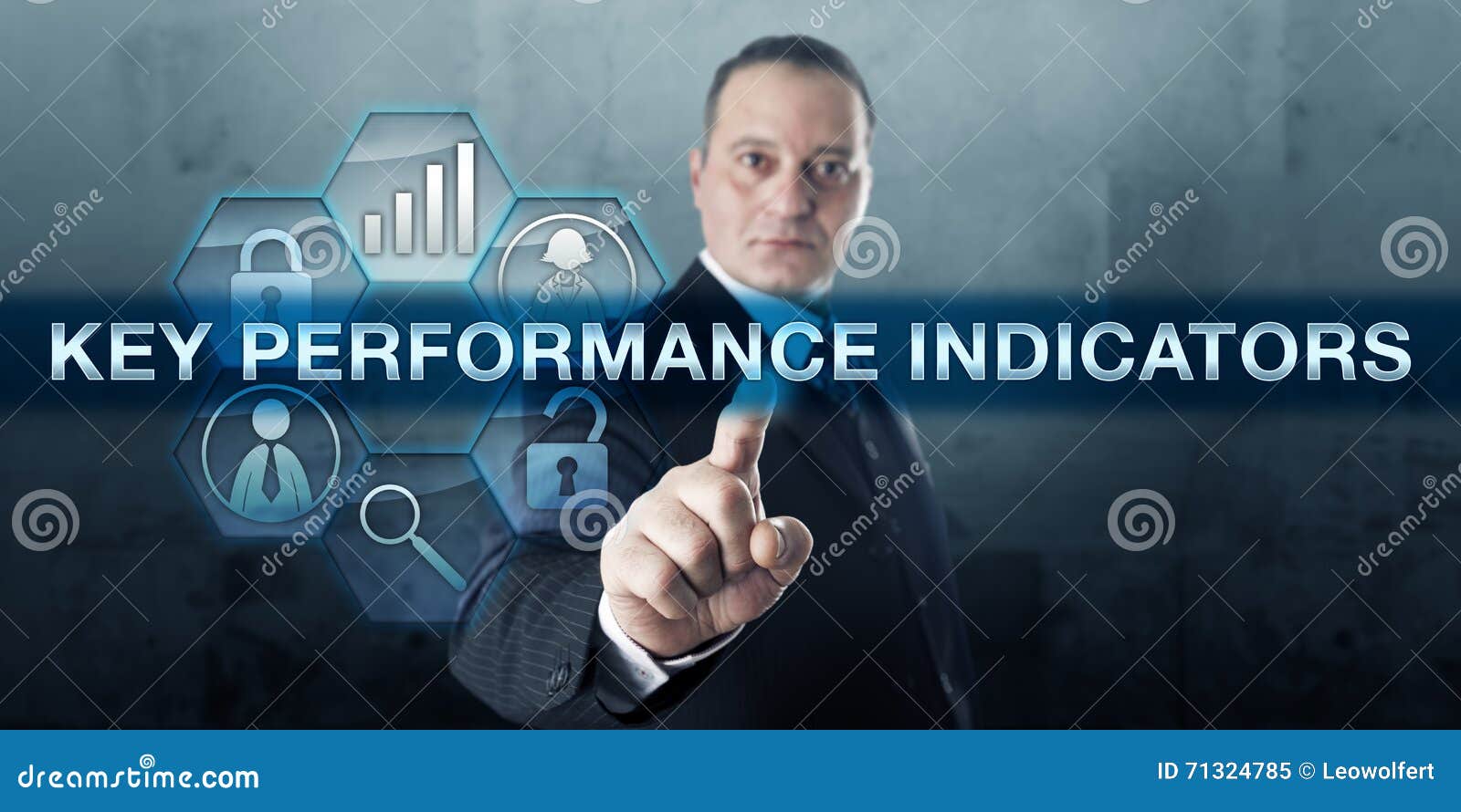 Manager Pushing KEY PERFORMANCE INDICATORS Stock Image - Image of ...
