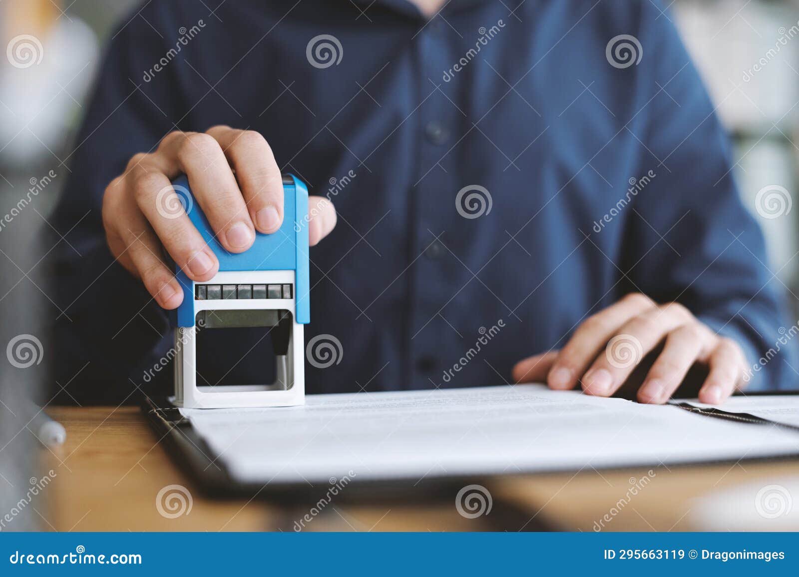 Manager Putting Approval Stamp on Agreement Stock Image - Image of ...