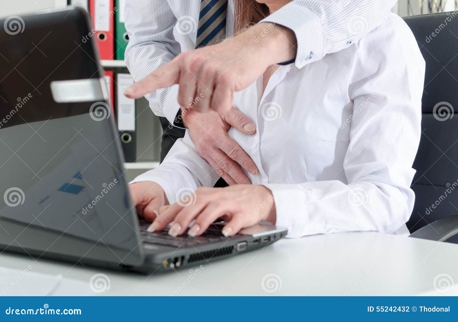 Manager Putting His Hand on the Breast of His Secretary Stock Photo ...