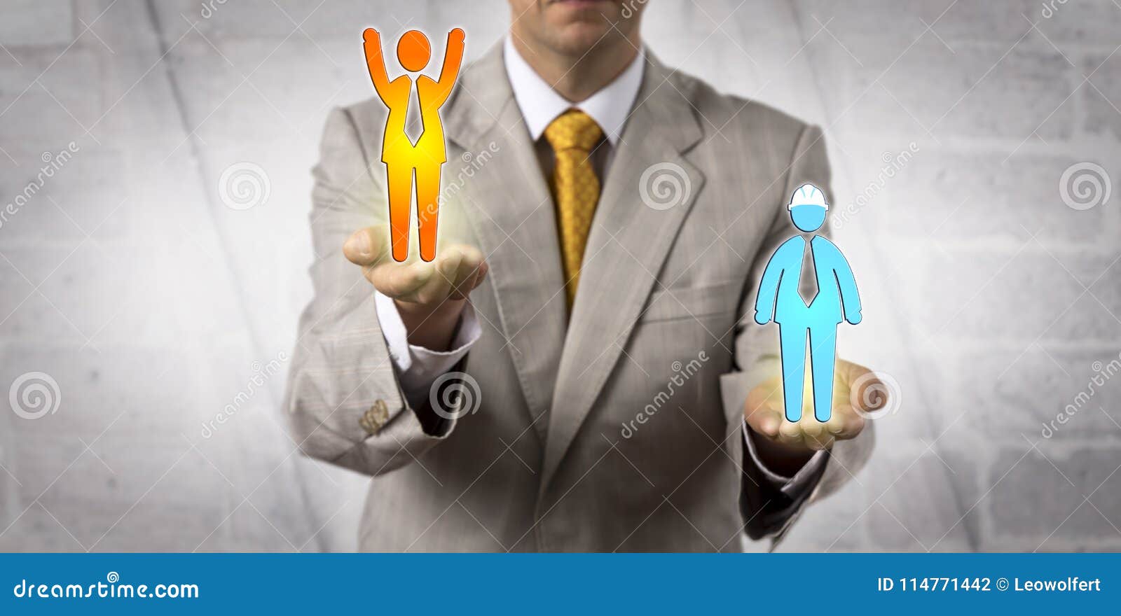 Manager Raising White Collar Over Blue Collar Stock Photo - Image of ...
