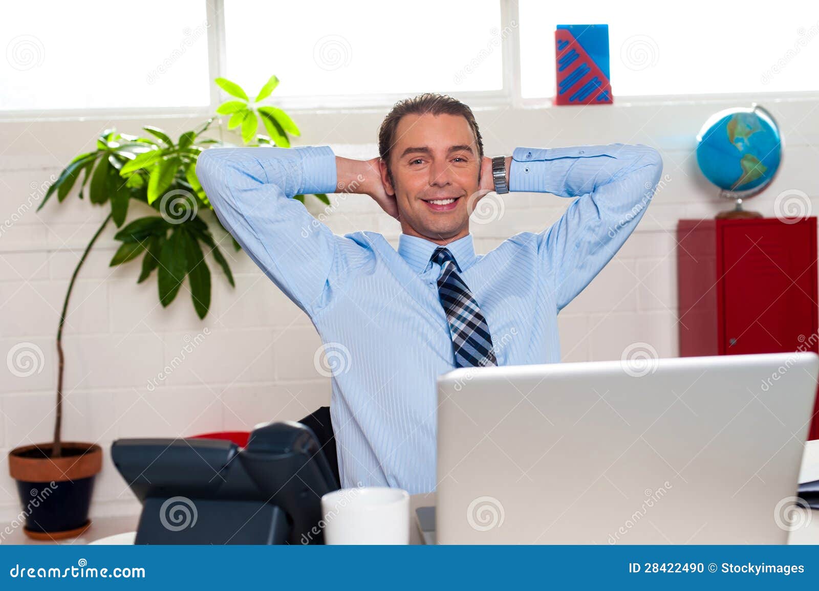 Manager Relaxing in His Office, Work Break Stock Photo - Image of ...