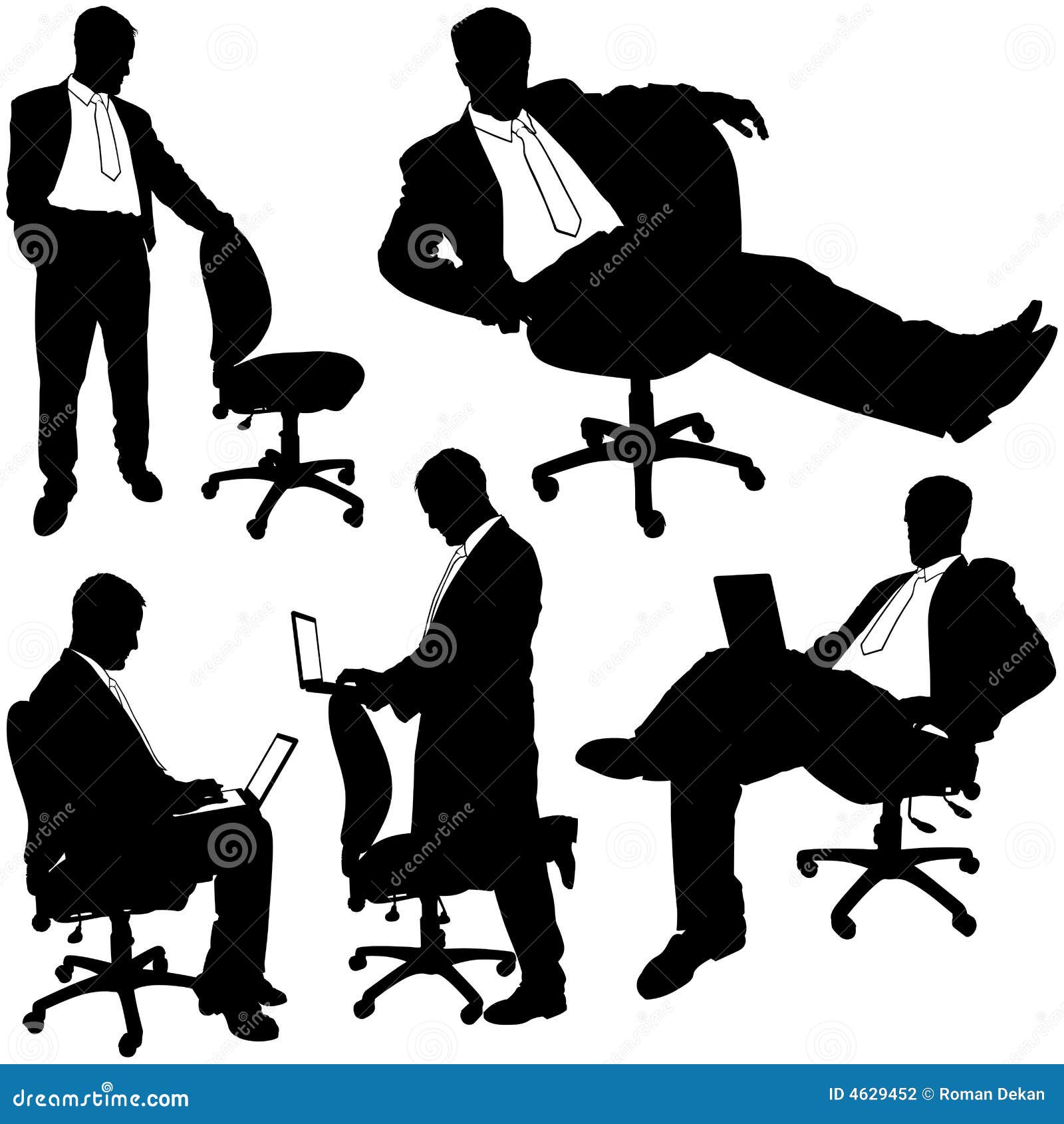 Manager and Rolling Chair - Silhouettes Stock Vector - Illustration of ...