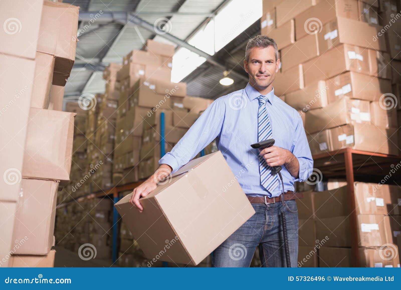 Manager Scanning Package in Warehouse Stock Photo - Image of caucasian ...