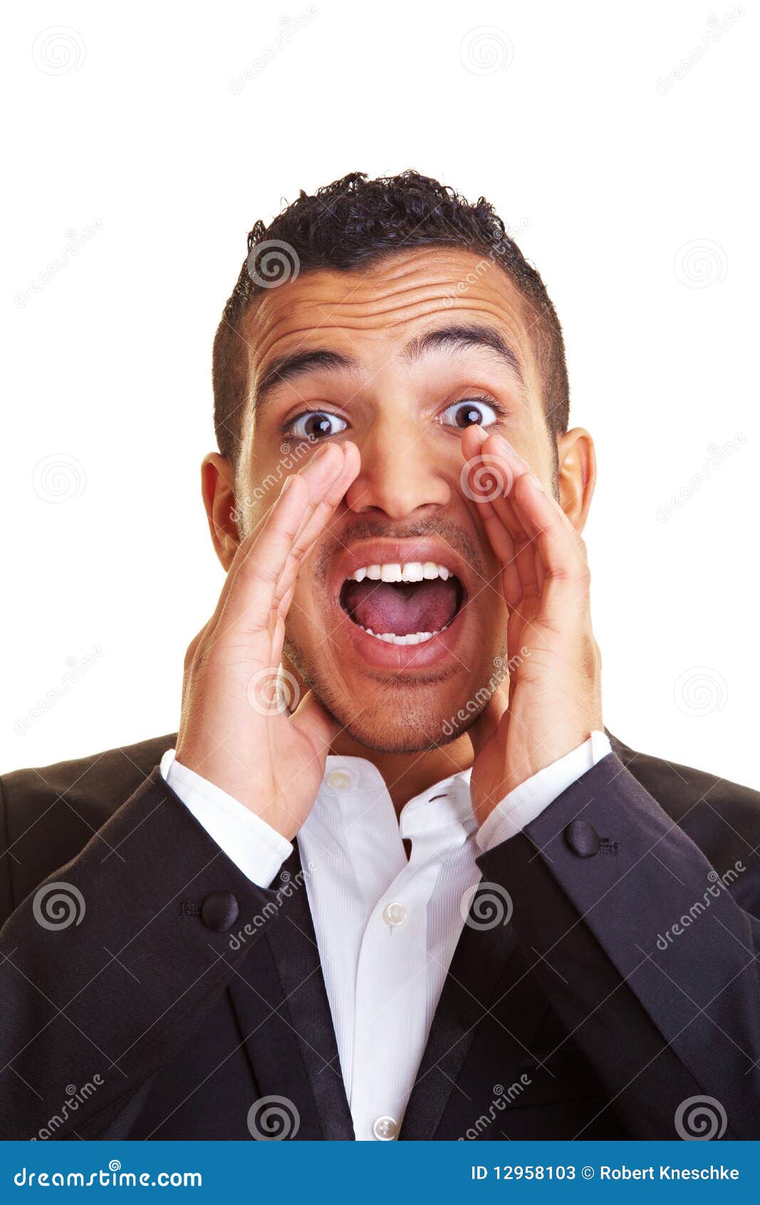 Manager Screaming with Hands on His Stock Image - Image of looking ...