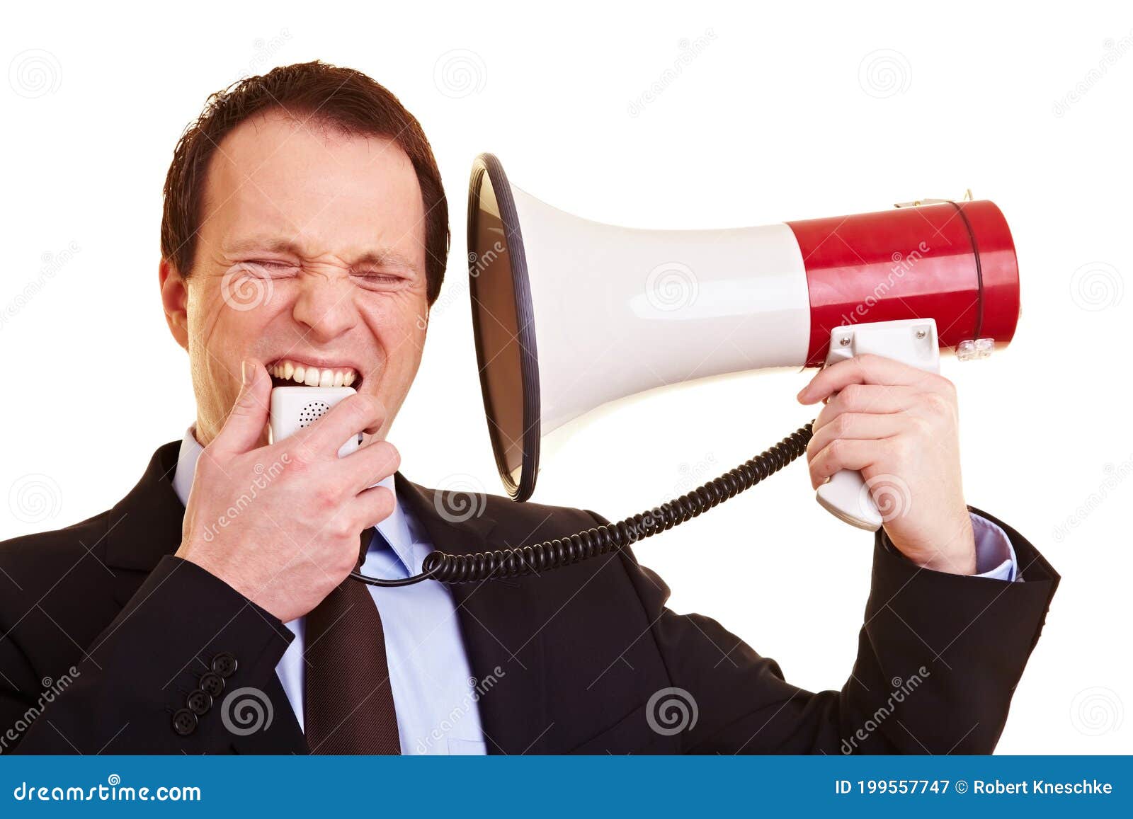 Manager Screaming at Himself Stock Image - Image of businessman ...