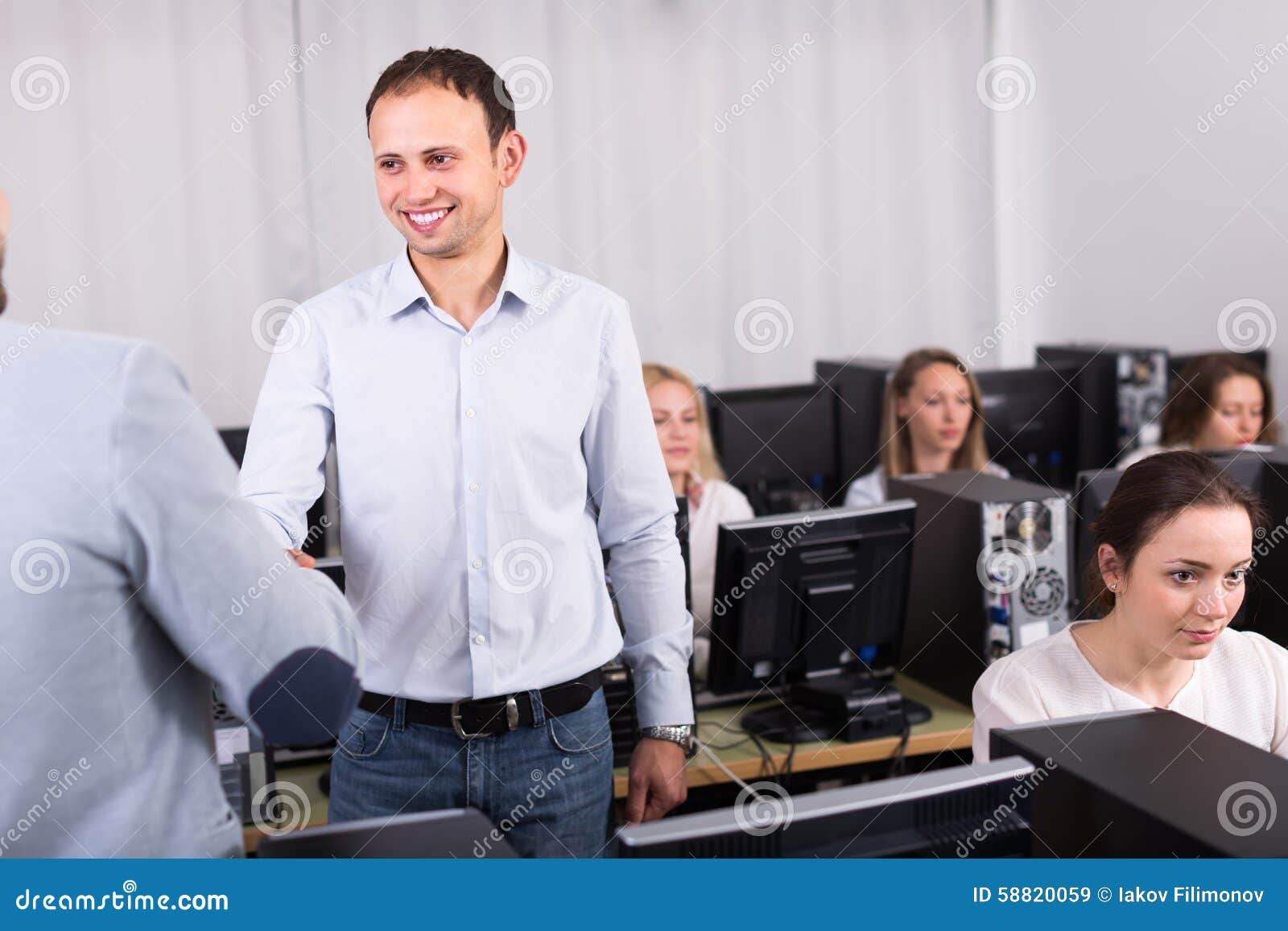 Manager Shaking Hand of Employee Stock Image - Image of cooperation ...