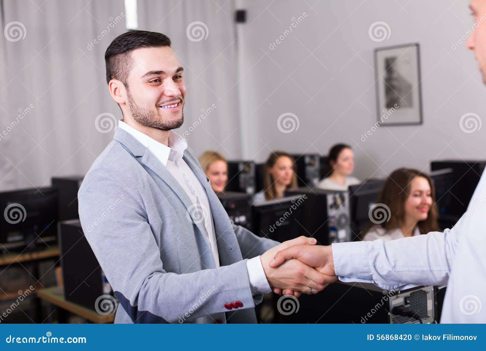 Manager Shaking Hand of Employee Stock Photo - Image of happiness ...