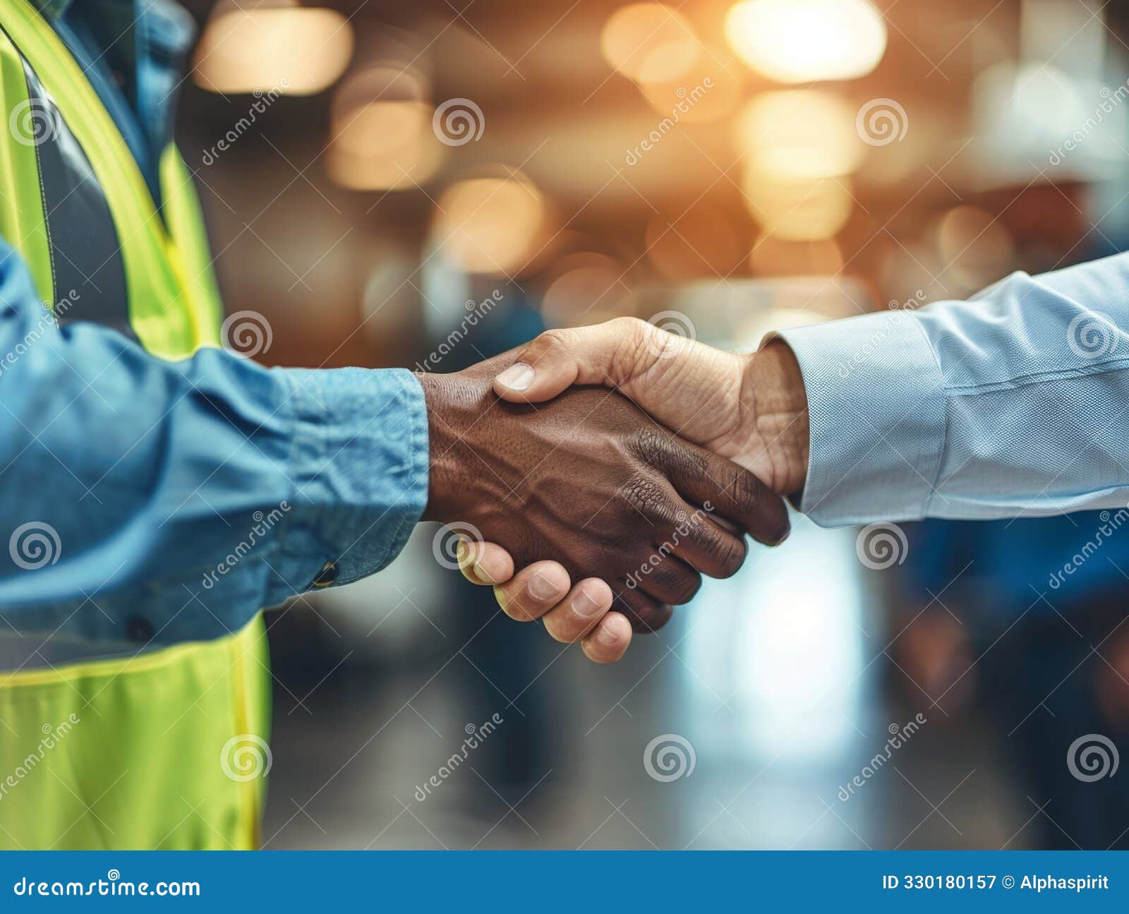 Manager Shaking Hands with Construction Worker in Warehouse Stock Image ...