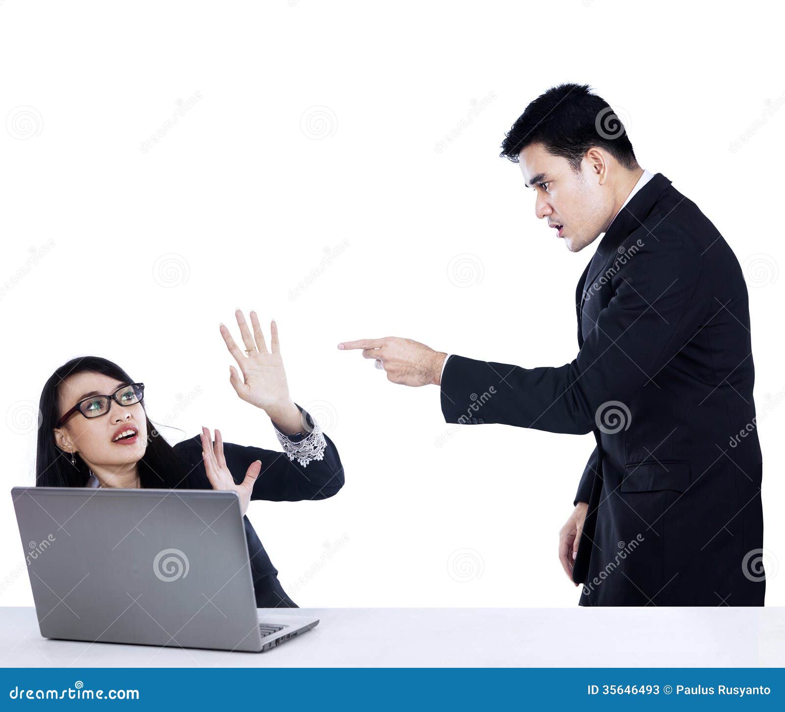 Manager Shouting at His Office Worker Stock Image - Image of bullying ...