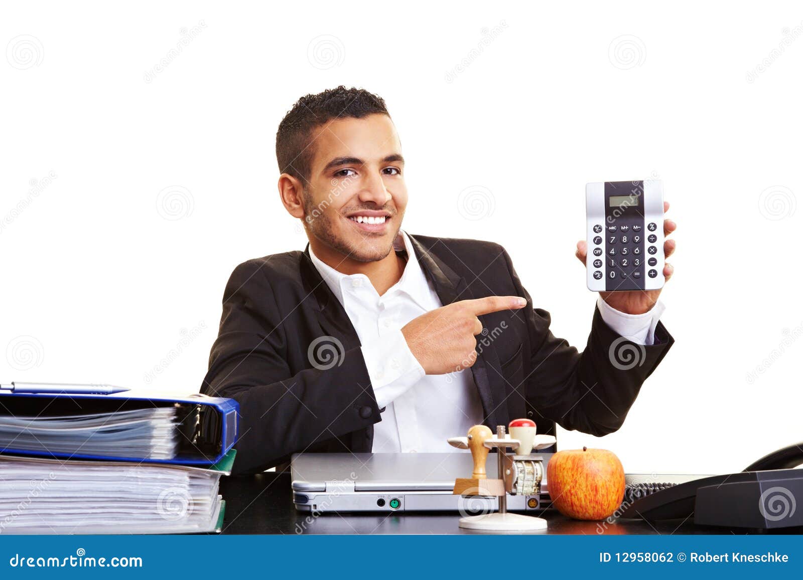 Manager showing calculator stock photo. Image of finance - 12958062