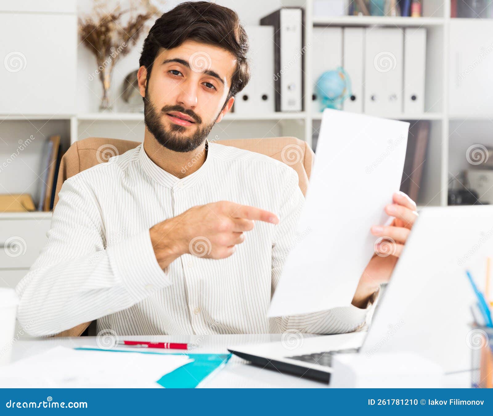 Manager Showing Documents at Office Stock Photo - Image of turk ...