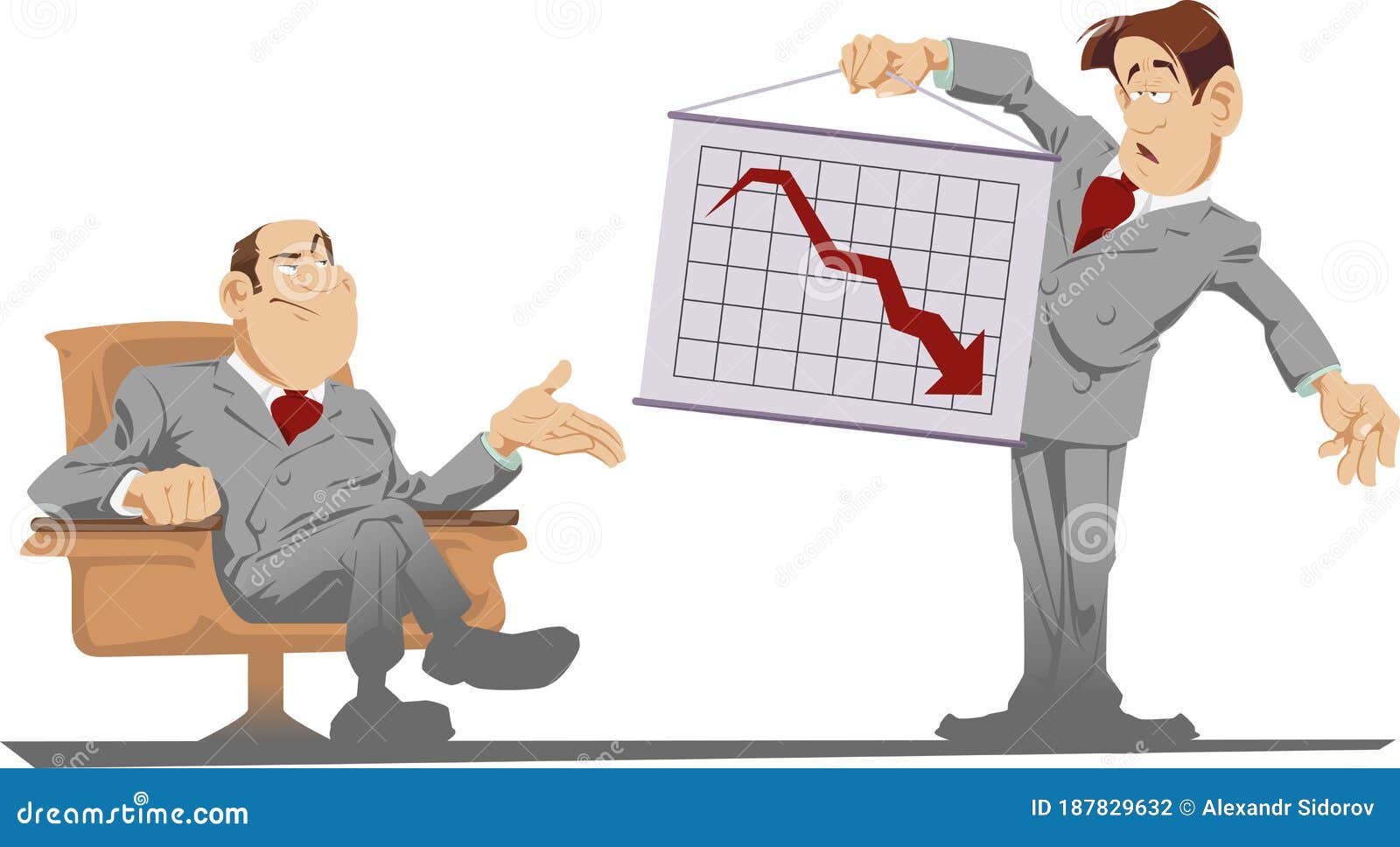 Manager Shows Boss Graph Losses. Funny People Stock Vector ...