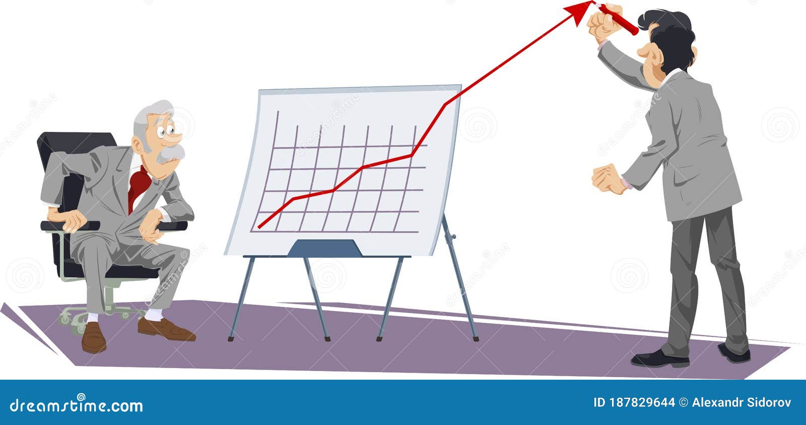 Manager Shows Boss Graph Profit. Funny People Stock Vector ...
