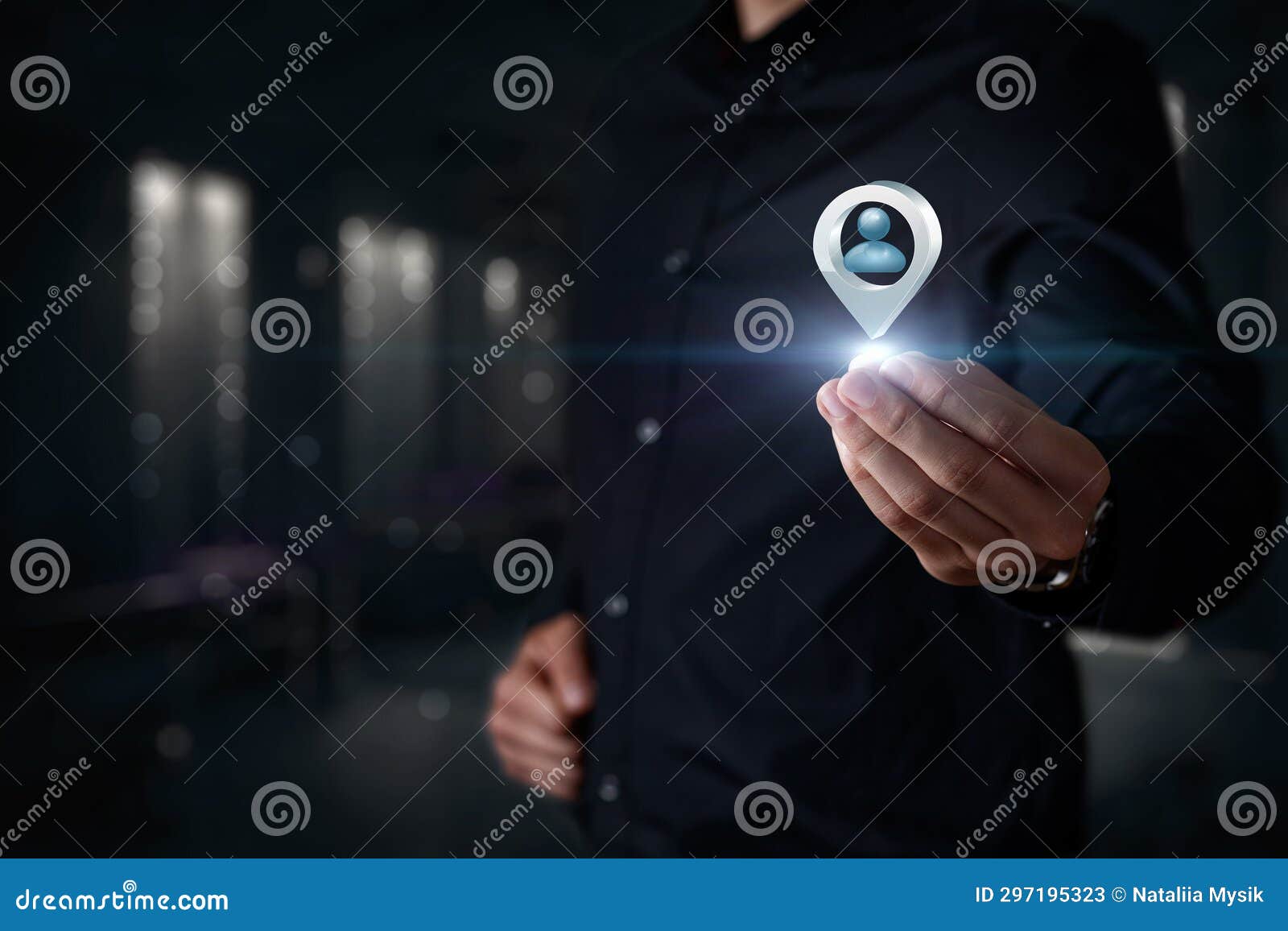 The Manager Shows the Employee Location Icon Stock Image - Image of ...