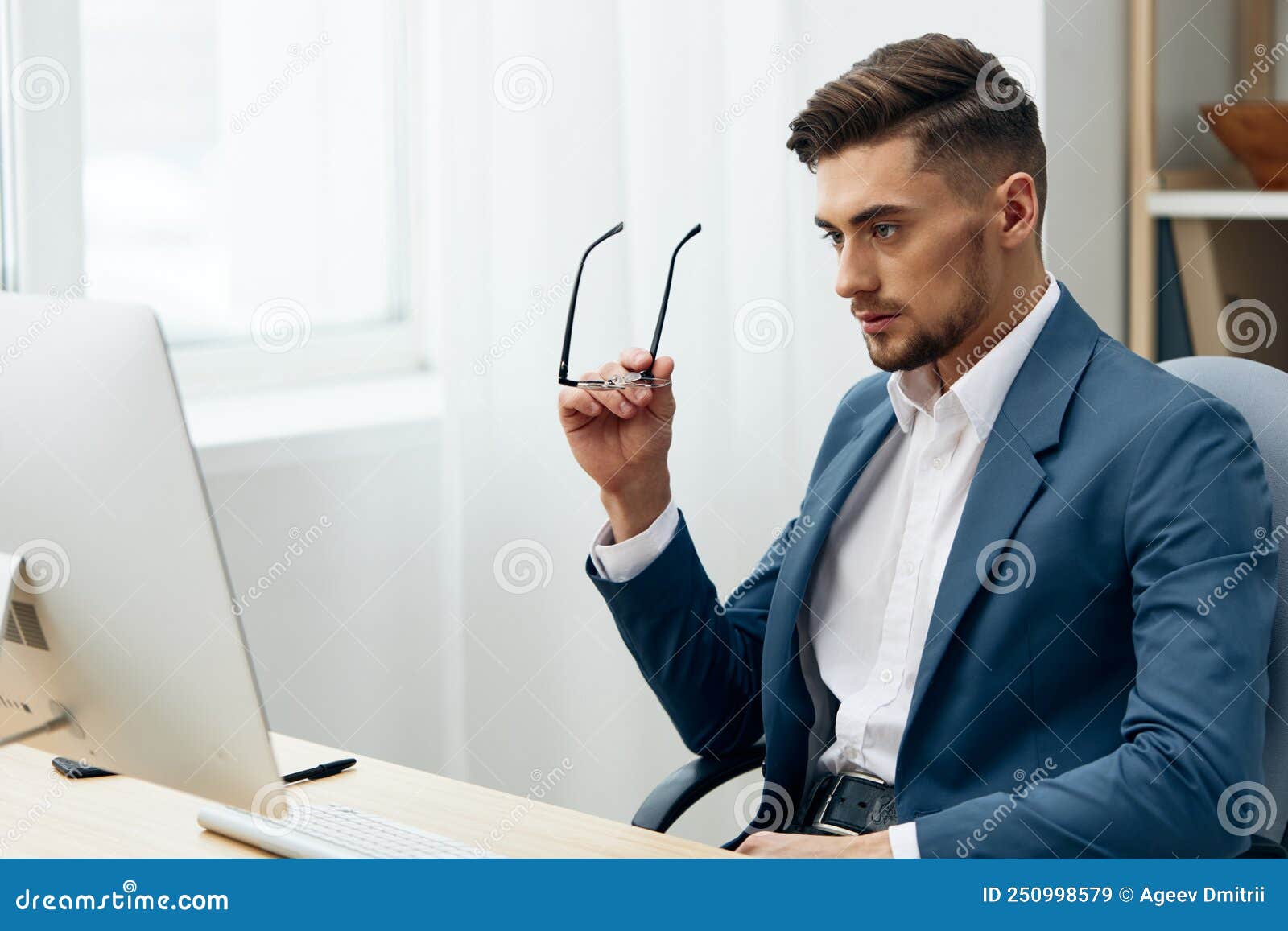 Manager Sitting at the Computer Work Boss Technologies Stock Image ...