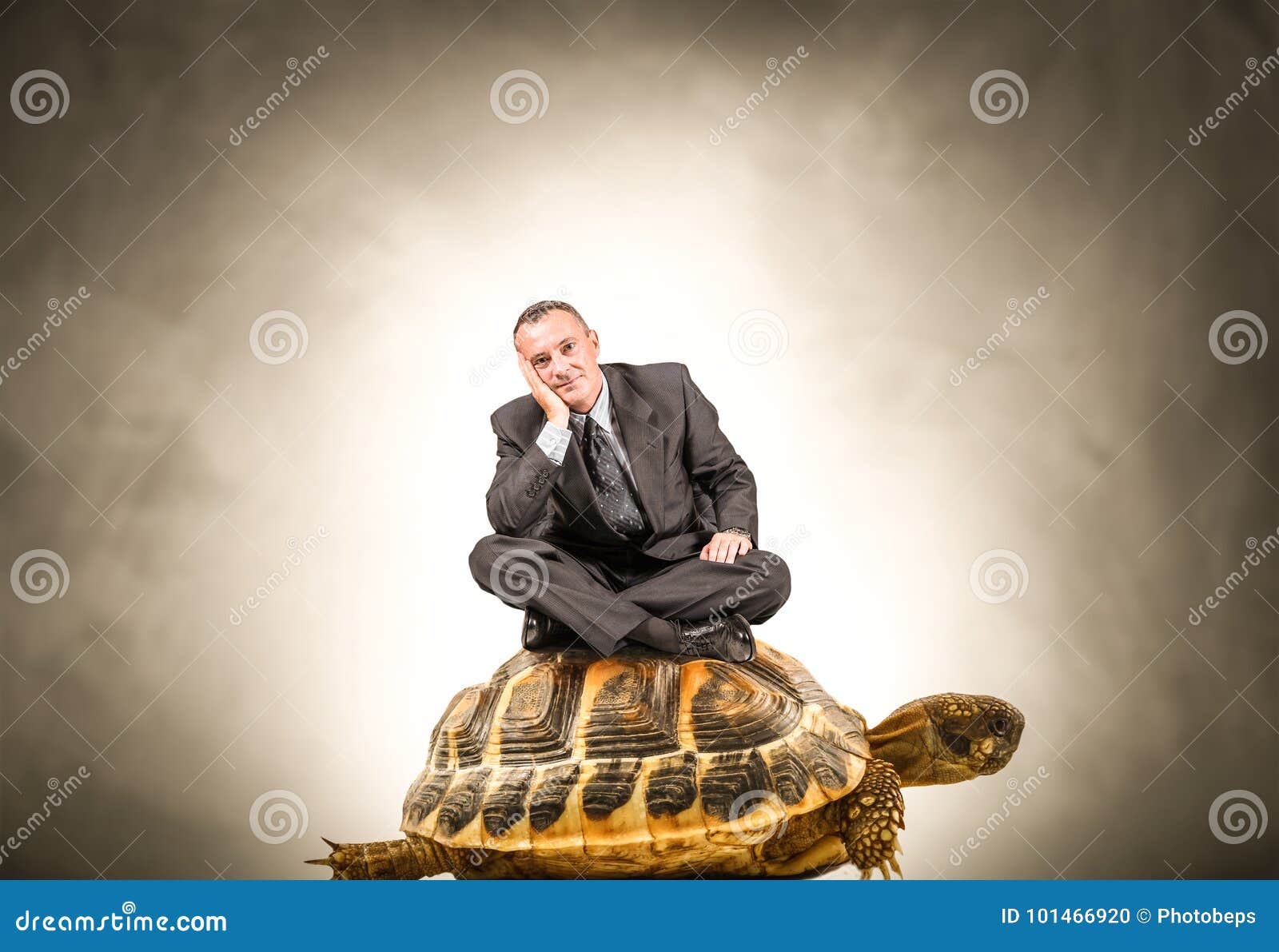 Man sitting on a turtle stock photo. Image of career - 101466920