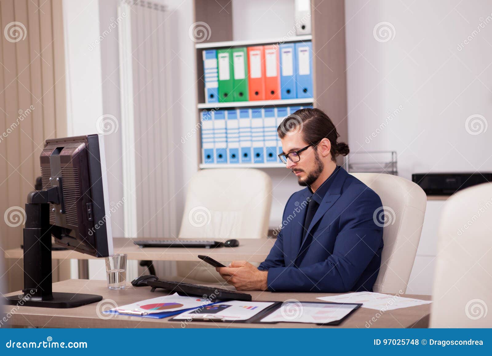 Manager with a Smartphone in Hands Stock Photo - Image of call, mobile ...
