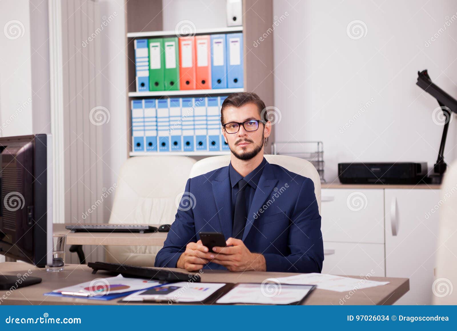 Manager with a Smartphone in Hands Stock Photo - Image of adult, casual ...