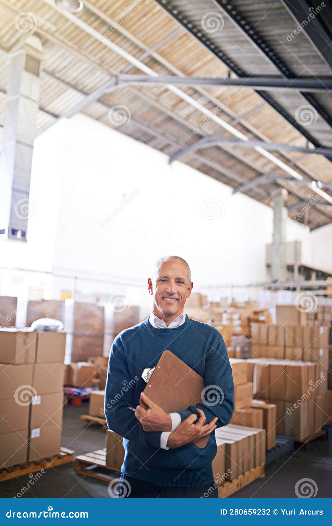 Manager, Smile and Portrait of Man in Warehouse for Cargo, Storage and ...